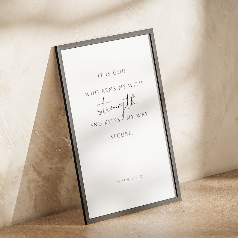 Psalm 18:32, Bible Verse Print, Bible Art, Modern Christian Art ...