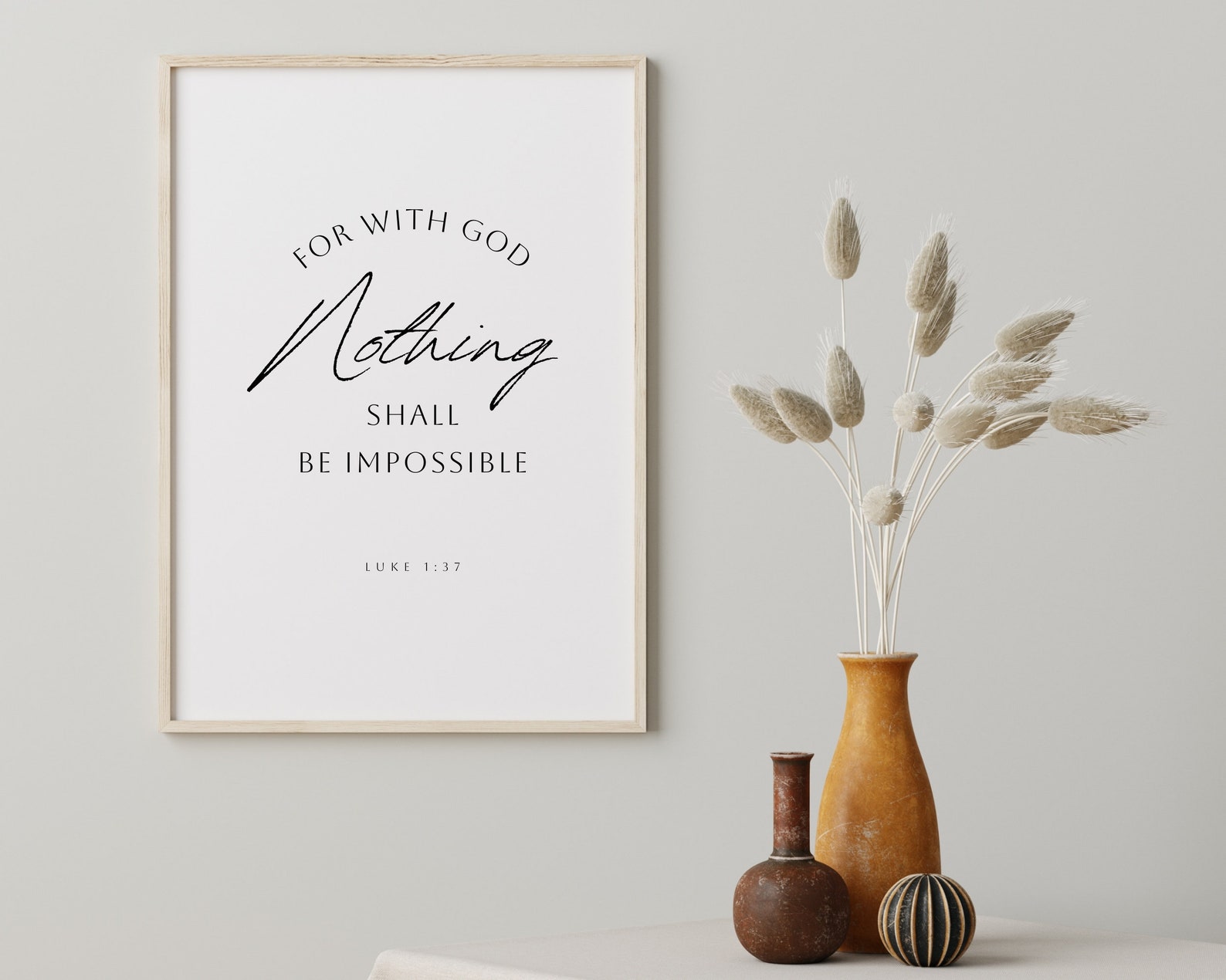 Luke 1:37, Minimal Bible Verse Art, Biblical Print, Scripture Printable ...