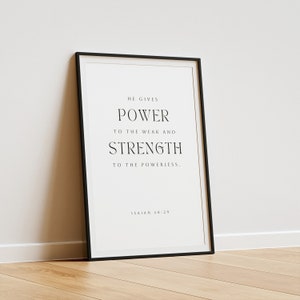 Isaiah 40:29, Minimal Bible Verse Art, Printable Bible Poster, Bible ...
