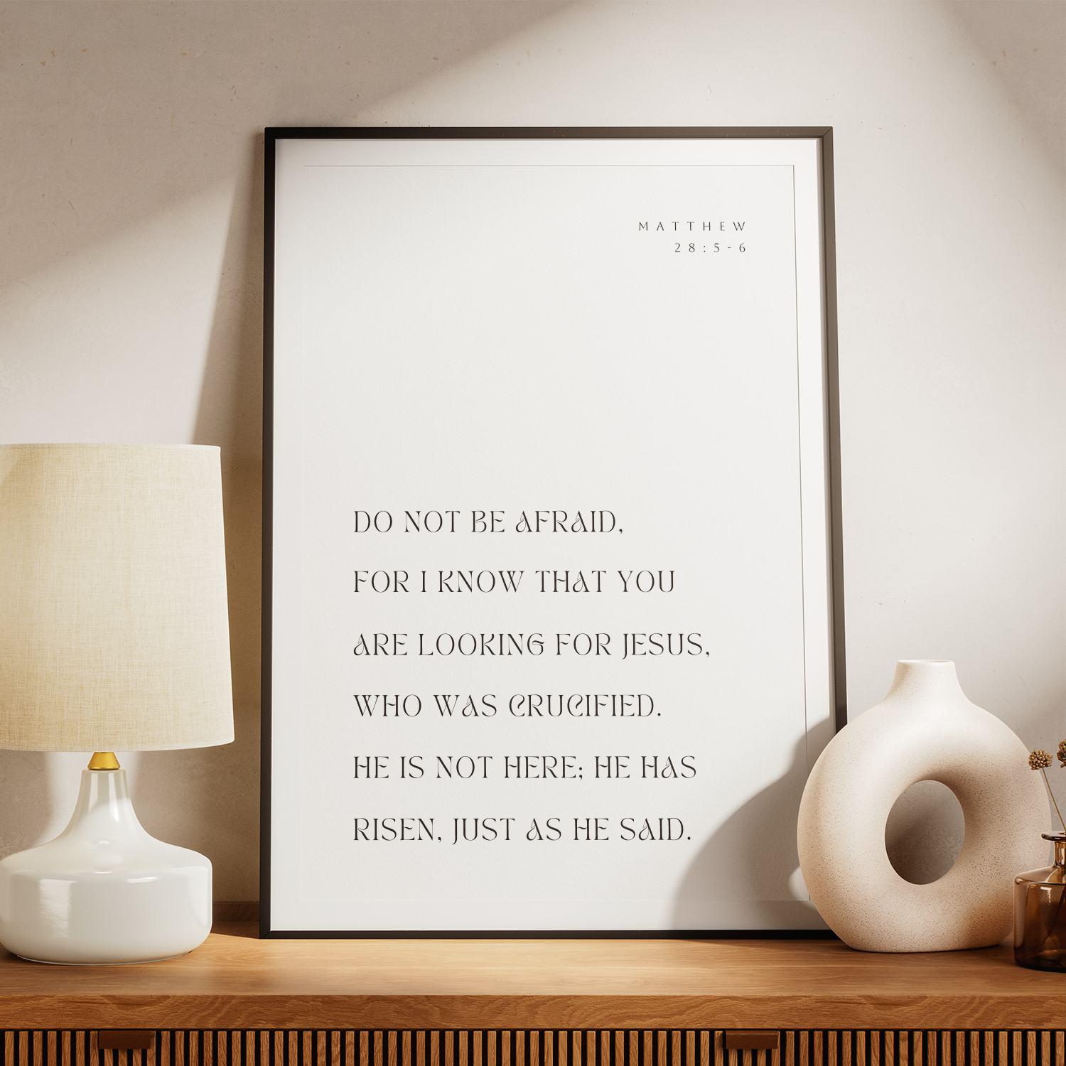 He Has Risen, Matthew 28:5-6 Bible Verse Wall Art, Christian Easter ...