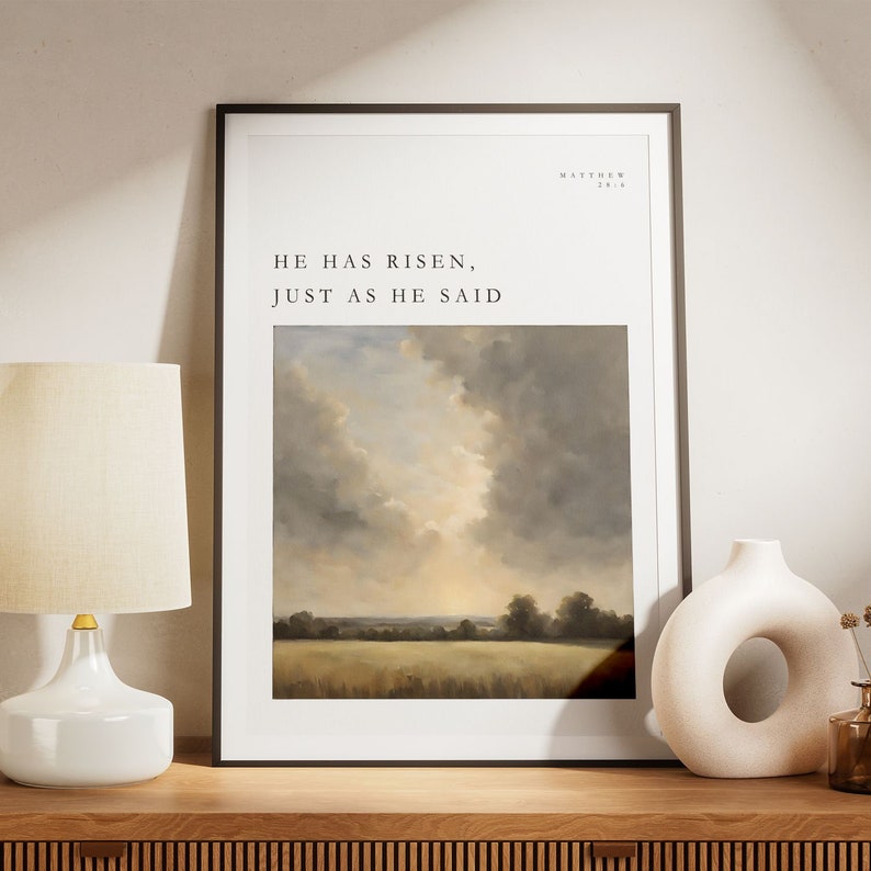 Matthew 28:6, Bible Verse Print, Bible Art, Easter Print, Modern ...