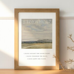 2nd Timothy 4:7, Bible Verse Print, Bible Art, Christian Print, Vintage ...