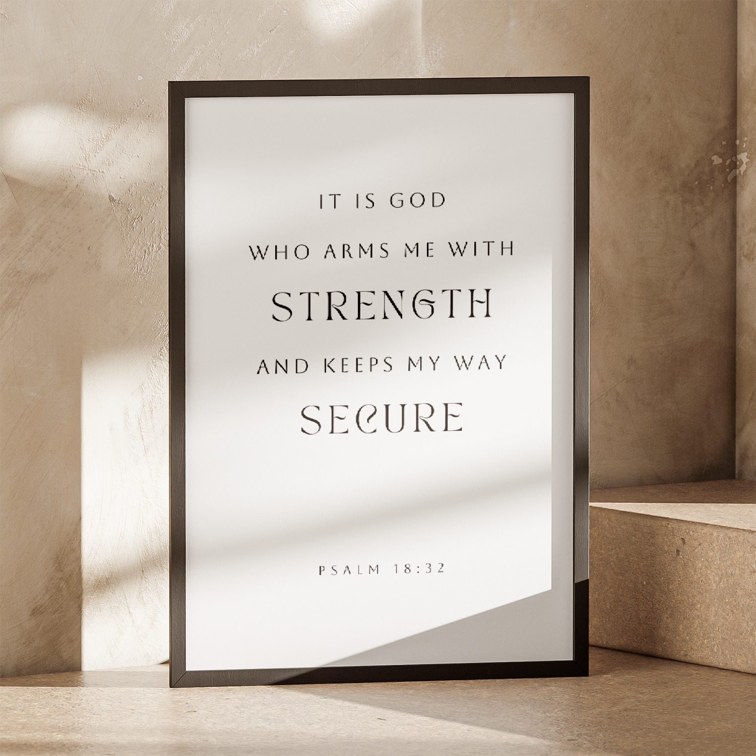 Psalm 18:32, Bible Verse Print, Bible Art, Modern Christian Art ...