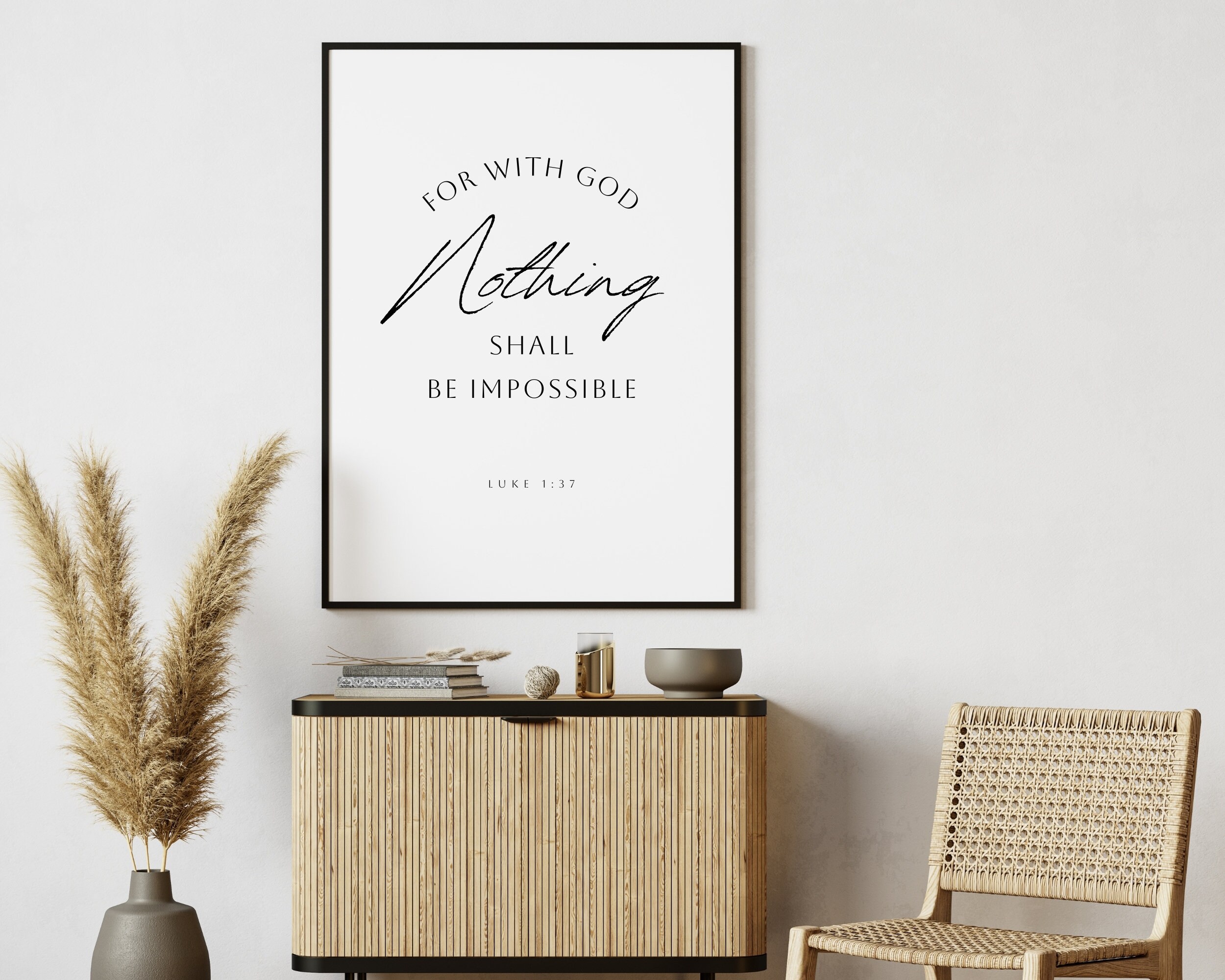 Luke 1:37, Minimal Bible Verse Art, Biblical Print, Scripture Printable ...