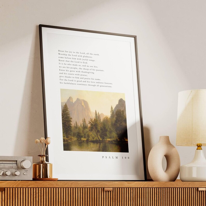Psalm 100 Bible Verse Print: Vintage Landscape Art (digital Download ...