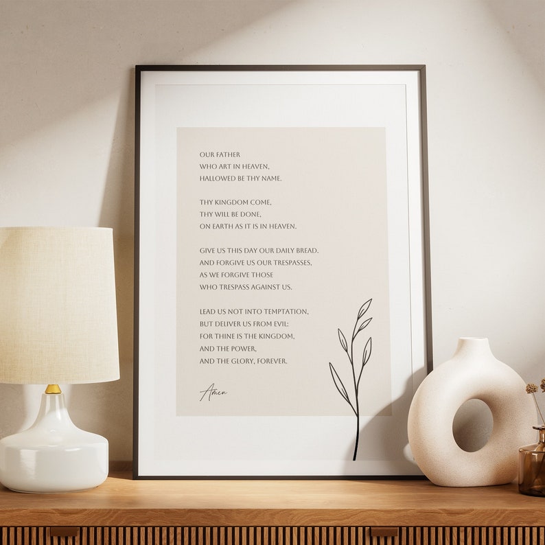 The Lord's Prayer, Minimal Bible Verse Art, Boho Biblical Print, New ...