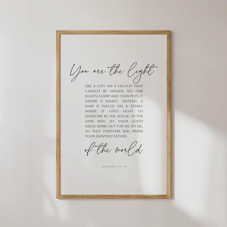 Matthew 5:14-16 Bible Verse Print, Christian Wall Art (digital Download ...
