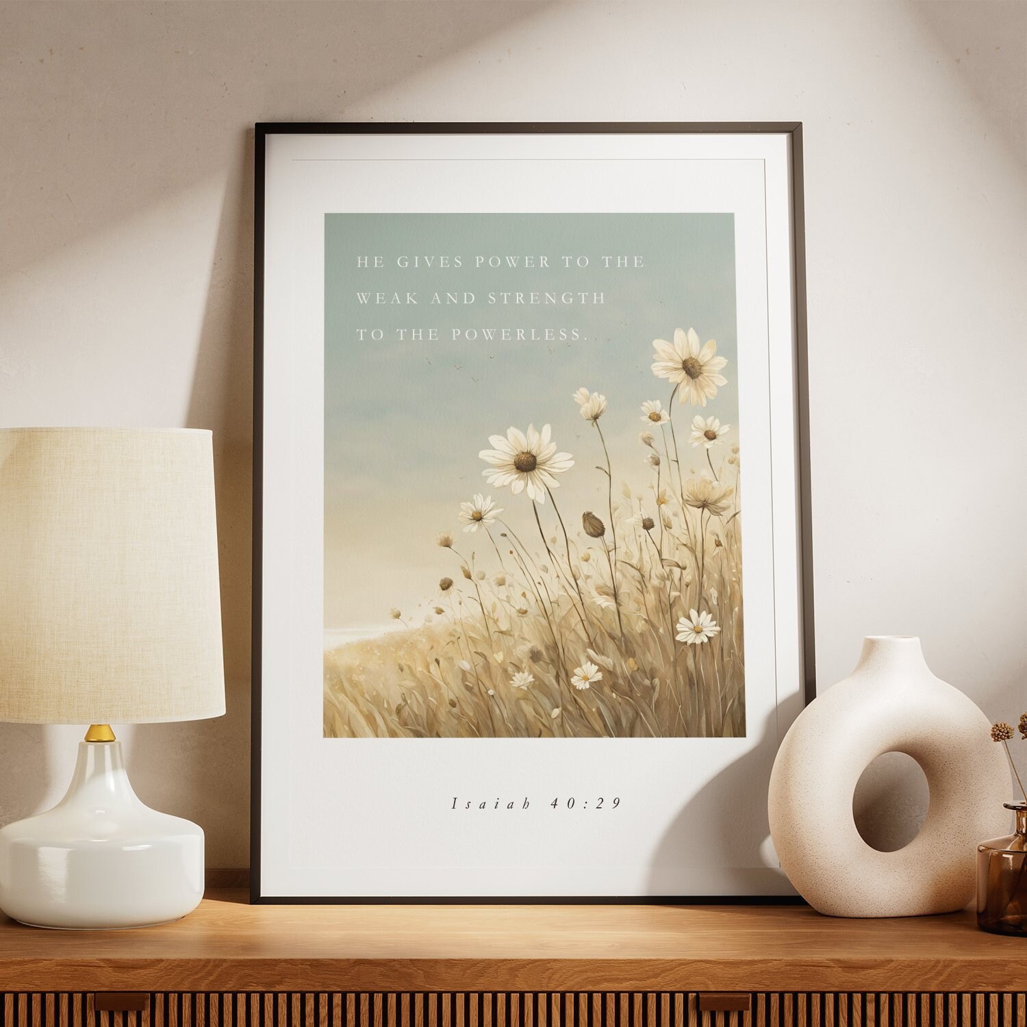 Isaiah 40:29, Bible Verse Print, Bible Art, Christian Print, Modern Christian Art, Floral ...