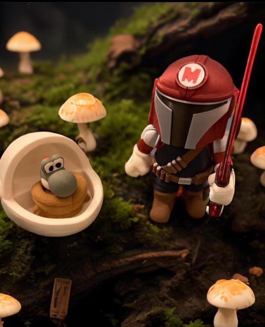 Mariolorian With Fire Saber and Groshi | Mario and Mandolorian Mashup ...