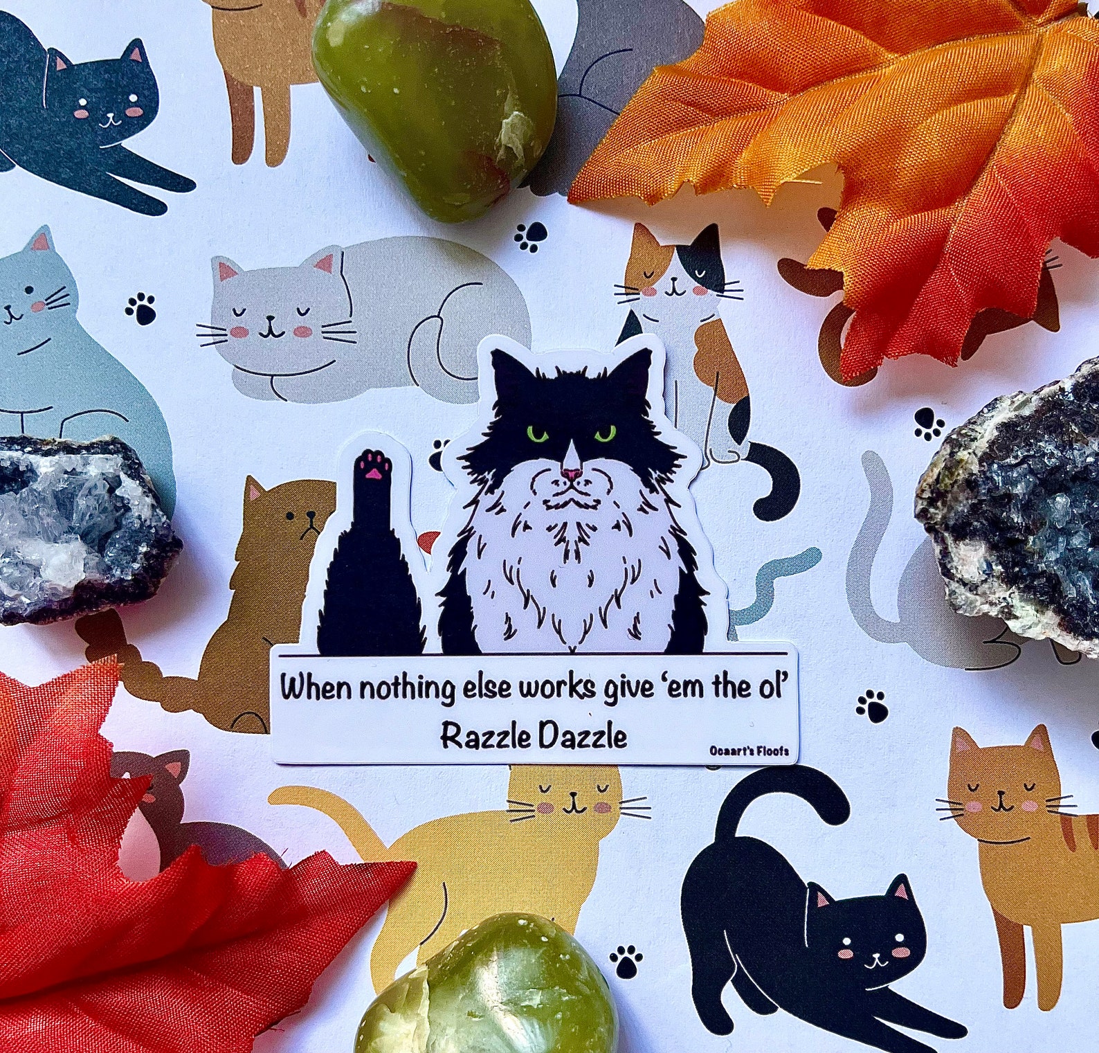 Cute Cat Sticker Funny Cat Sticker Waterproof Sticker Vinyl Sticker ...