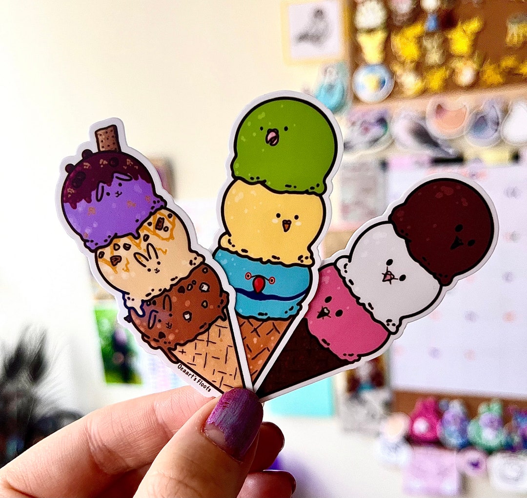 Animal Ice Cream Stickers Cute Vinyl Weatherproof Sticker - Etsy
