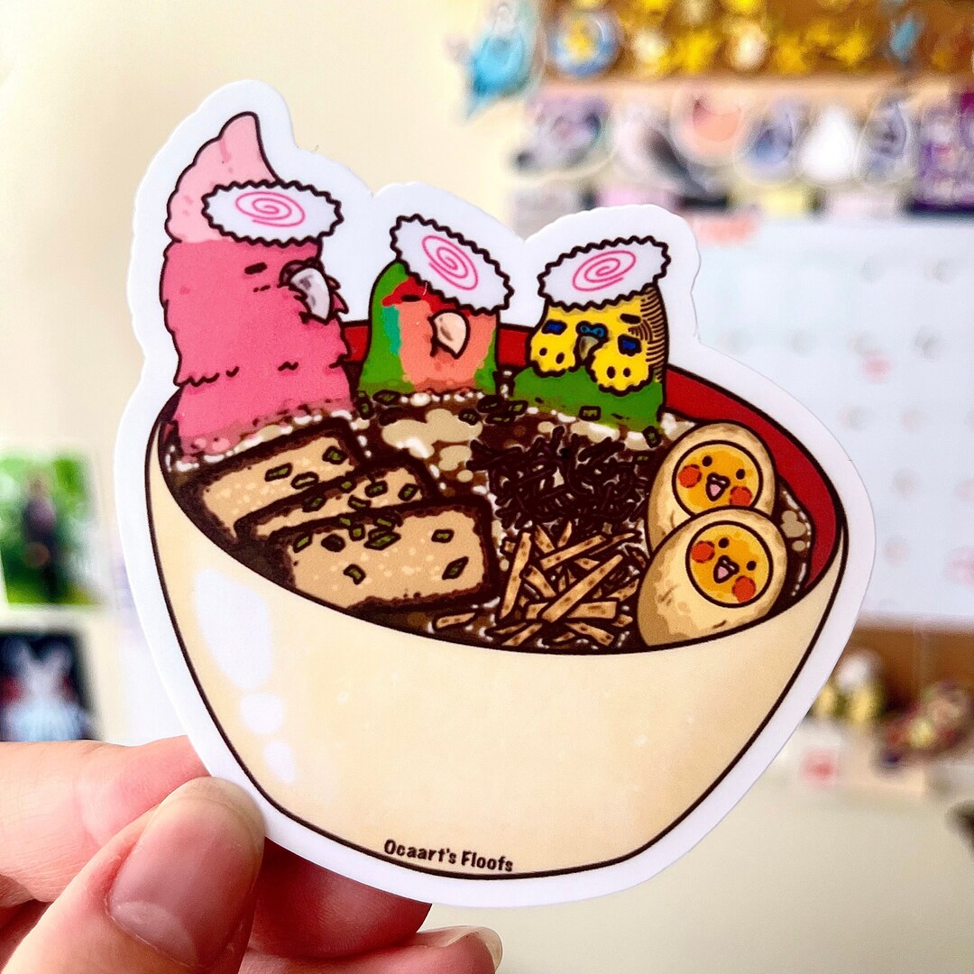 Bird Ramen Stickers | Funny and Cute Vinyl Weatherproof Water Bottle ...