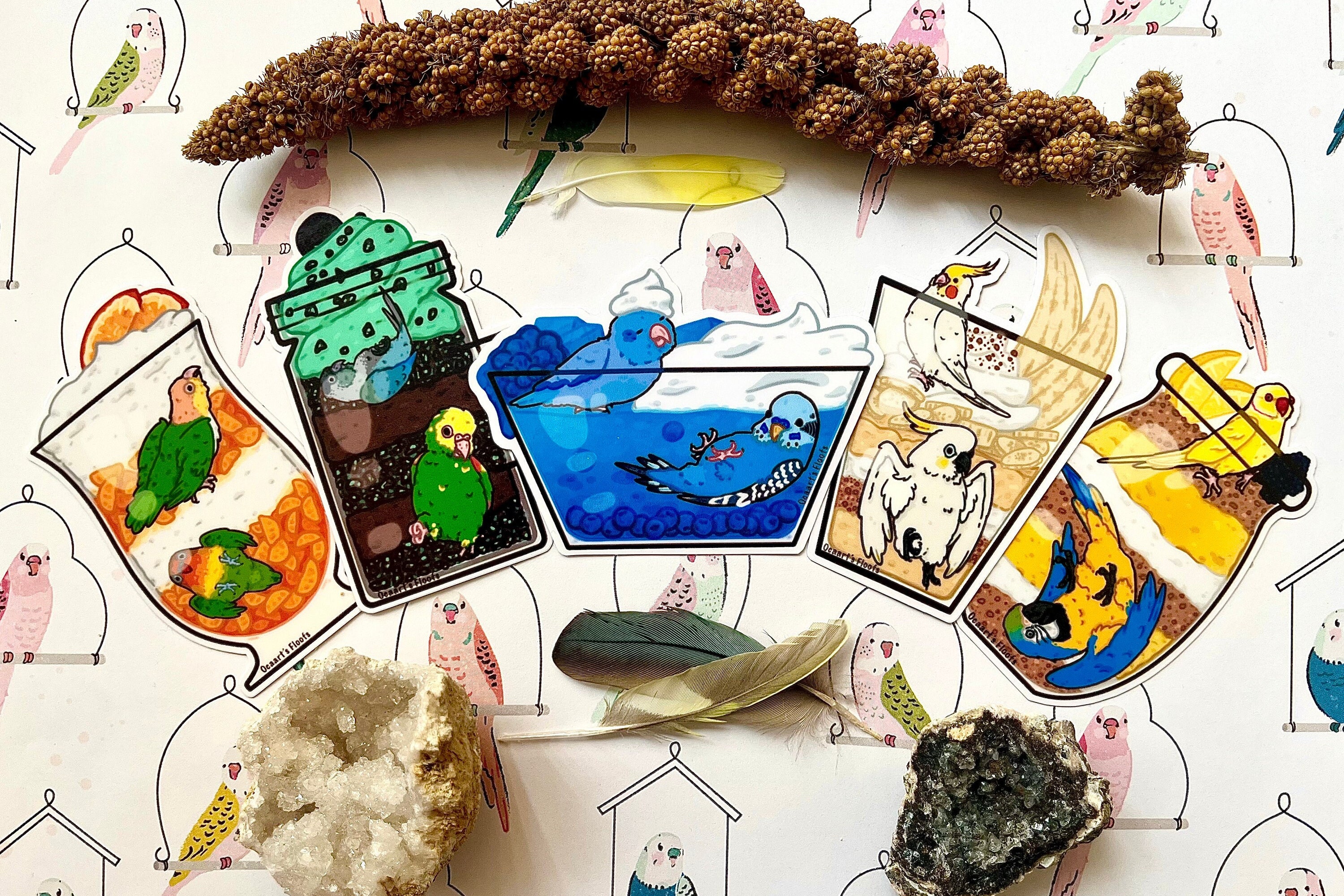 Parrot Stickers Bird Stickers Sticker for Laptop Water Bottle Sticker ...