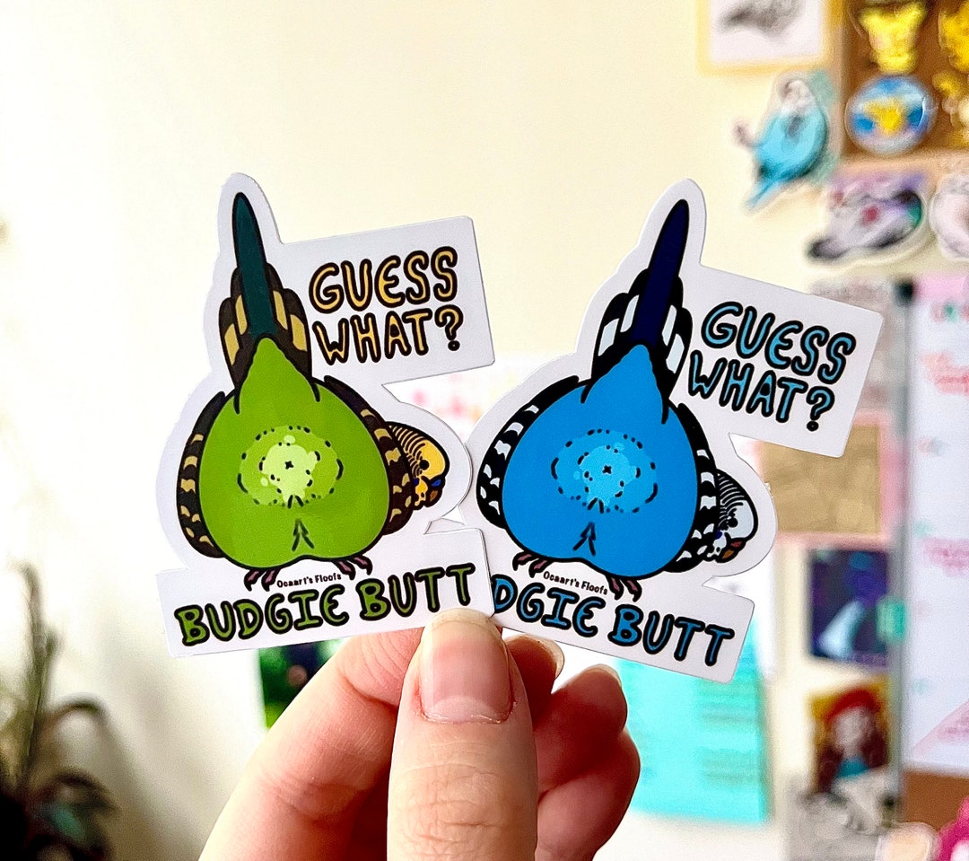 Cheeky Budgie Butt Sticker Vinyl Waterproof Weatherproof Journal Laptop ...