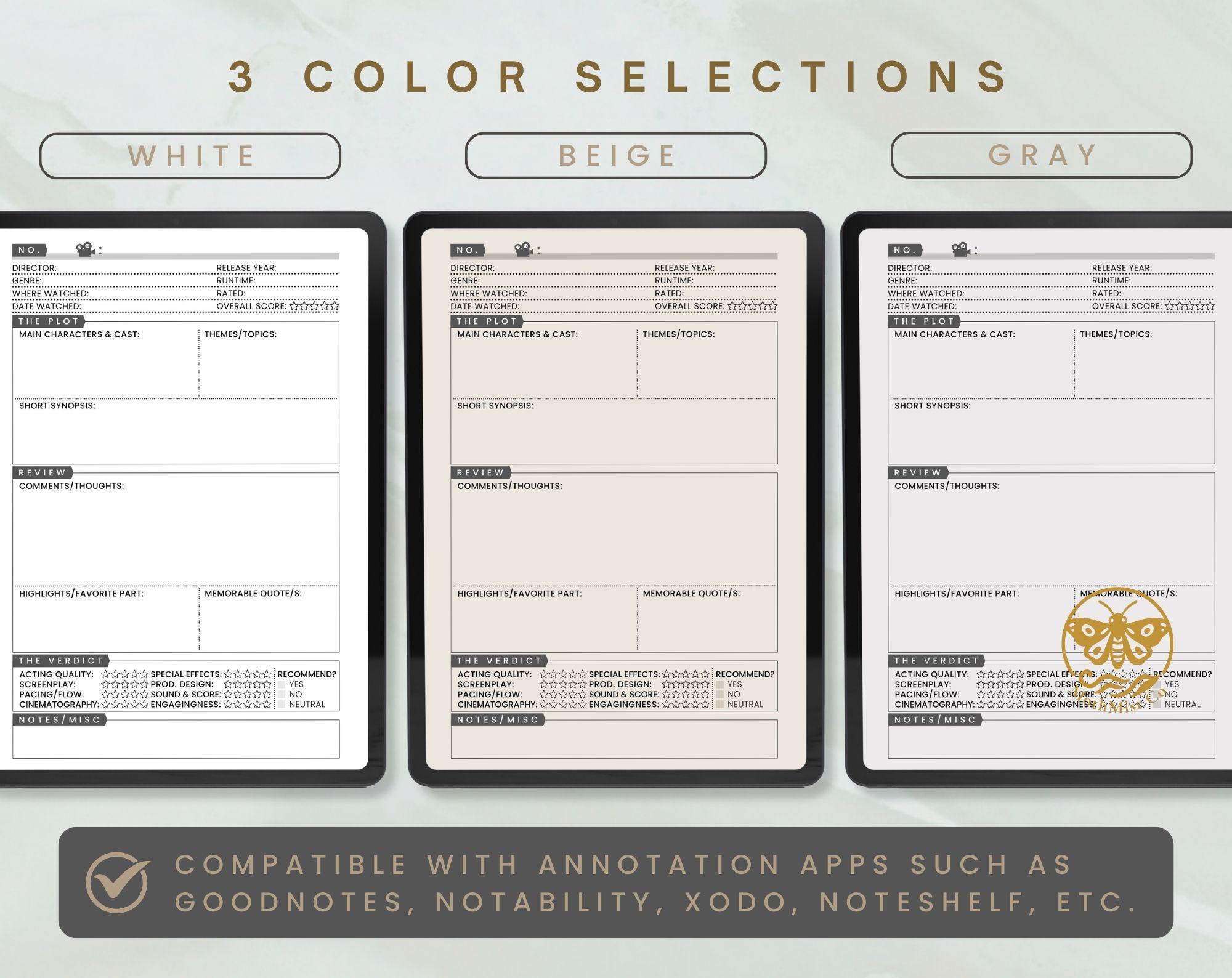 Movie Review Journal Printable PDF Download, Film Critic Digital ...
