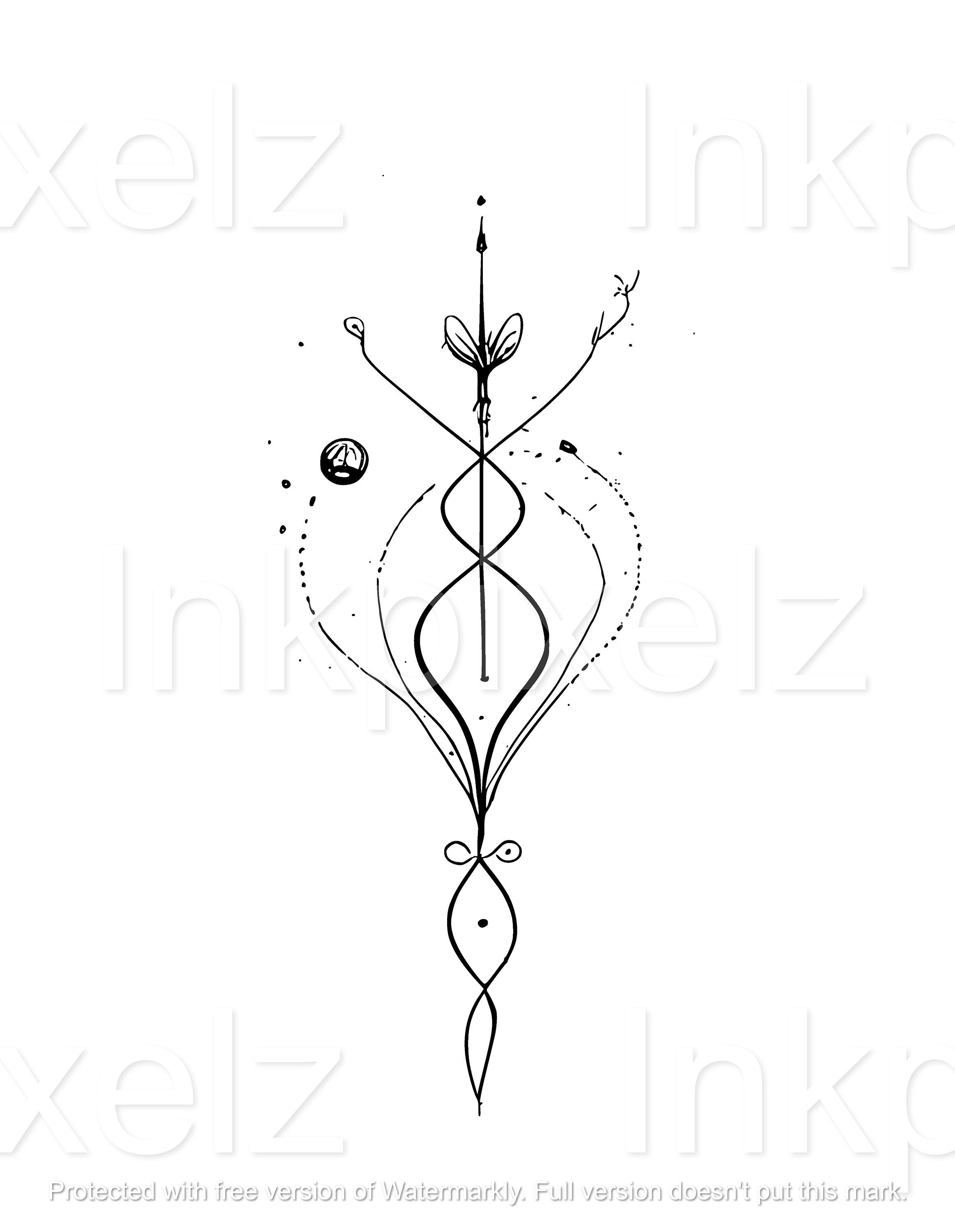 Unalome Tattoo Design, Minimalist, Spiritual Instant Digital Download. Template/stencil SVG PNG ...