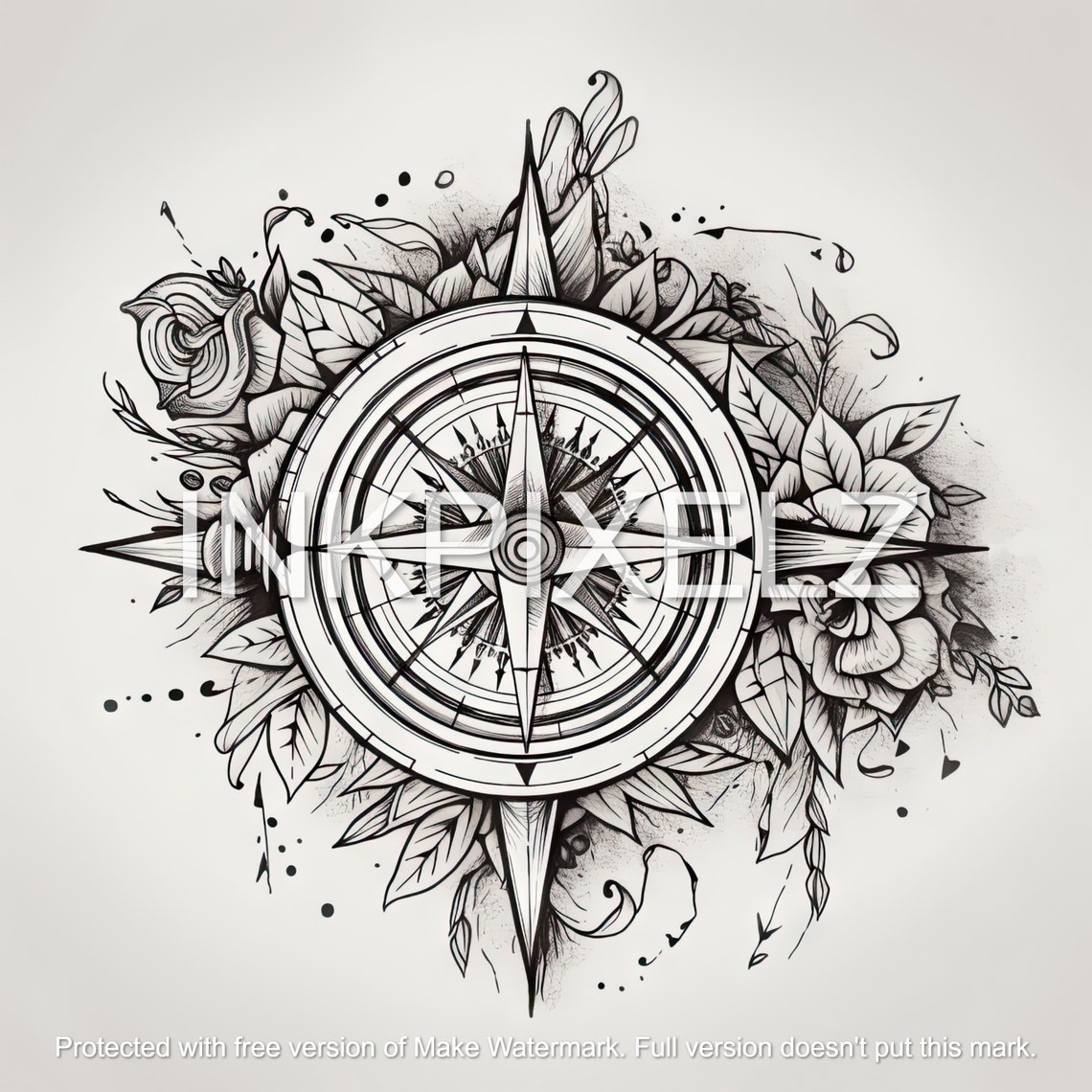 Digital Download Nautical Compass Tattoo Design - PNG & SVG Files ...