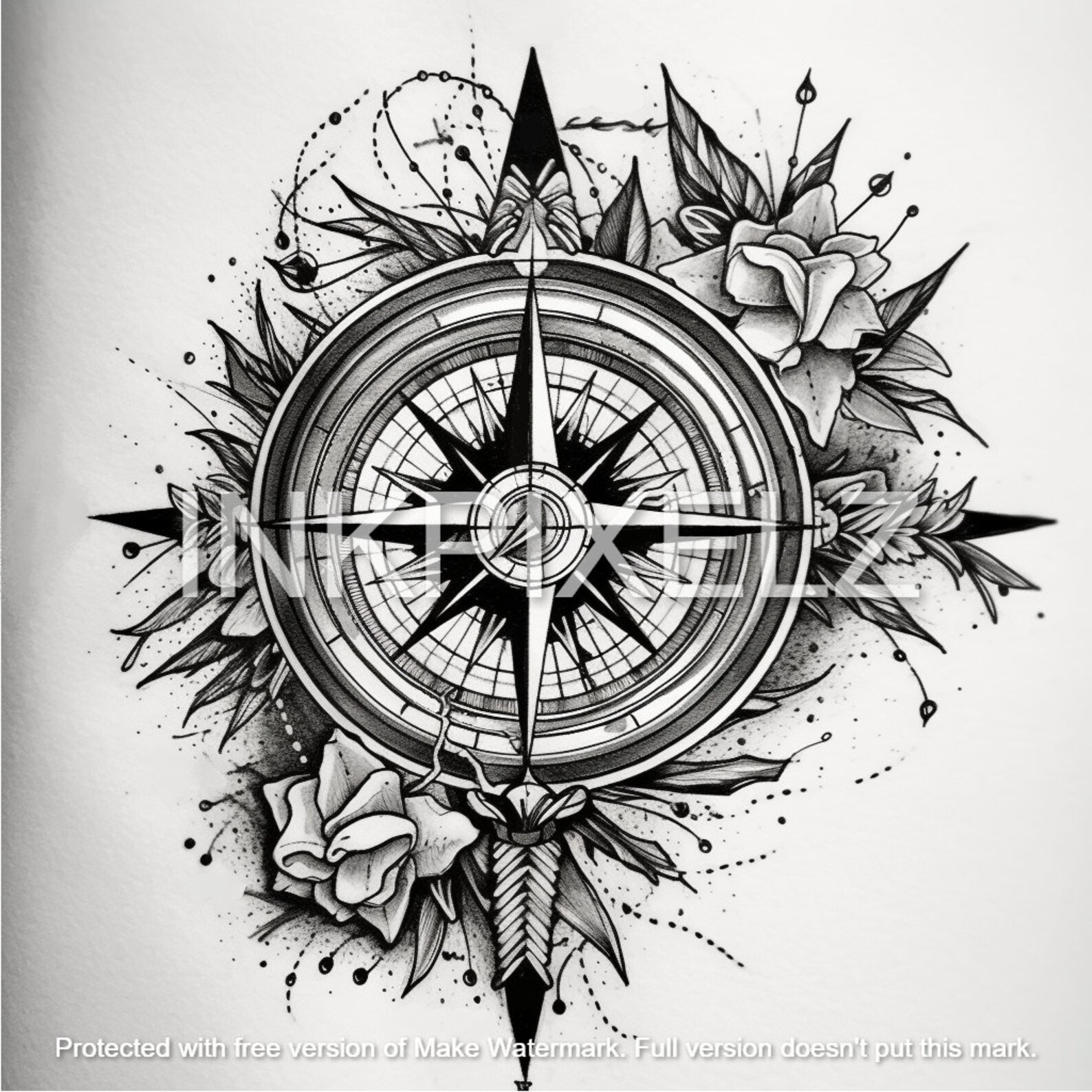 Digital Download Nautical Compass Tattoo Design - PNG & SVG Files ...