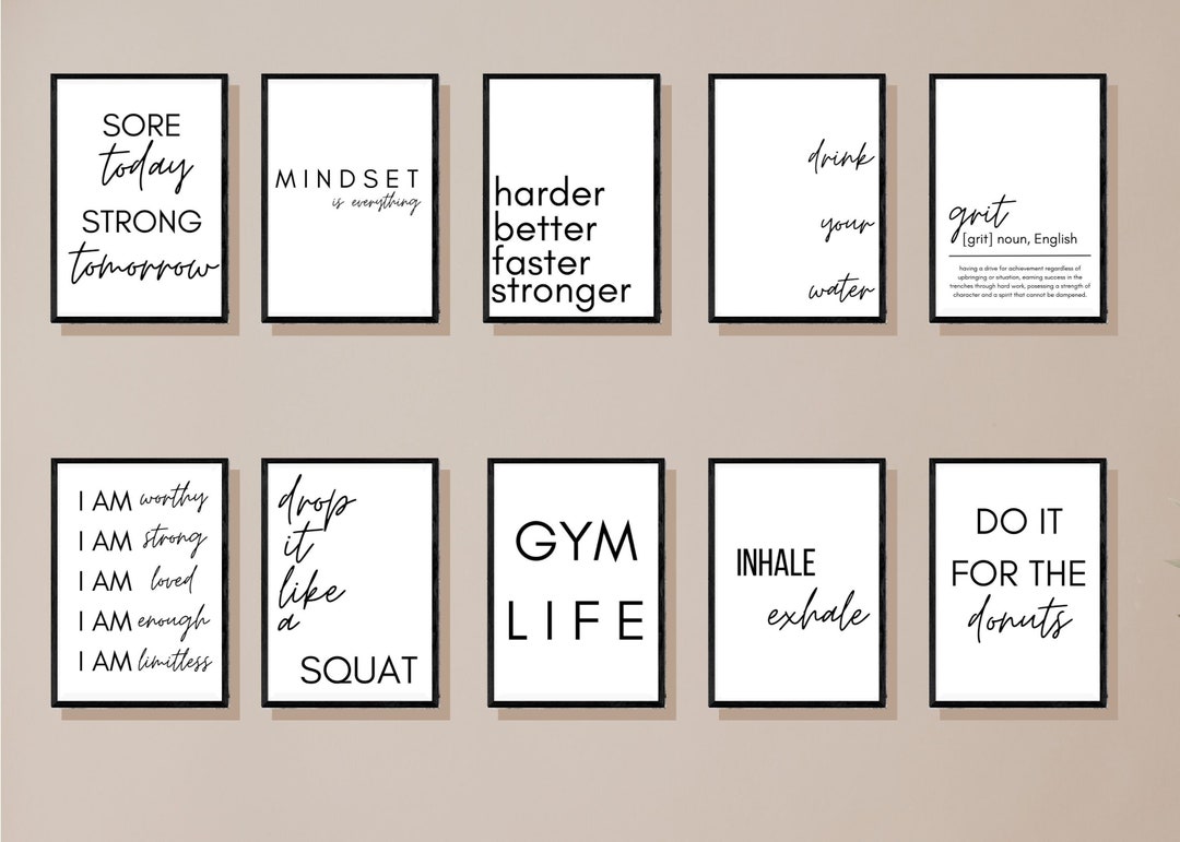 Home Gym Motivational Poster Bundle | Set of 10 - Etsy