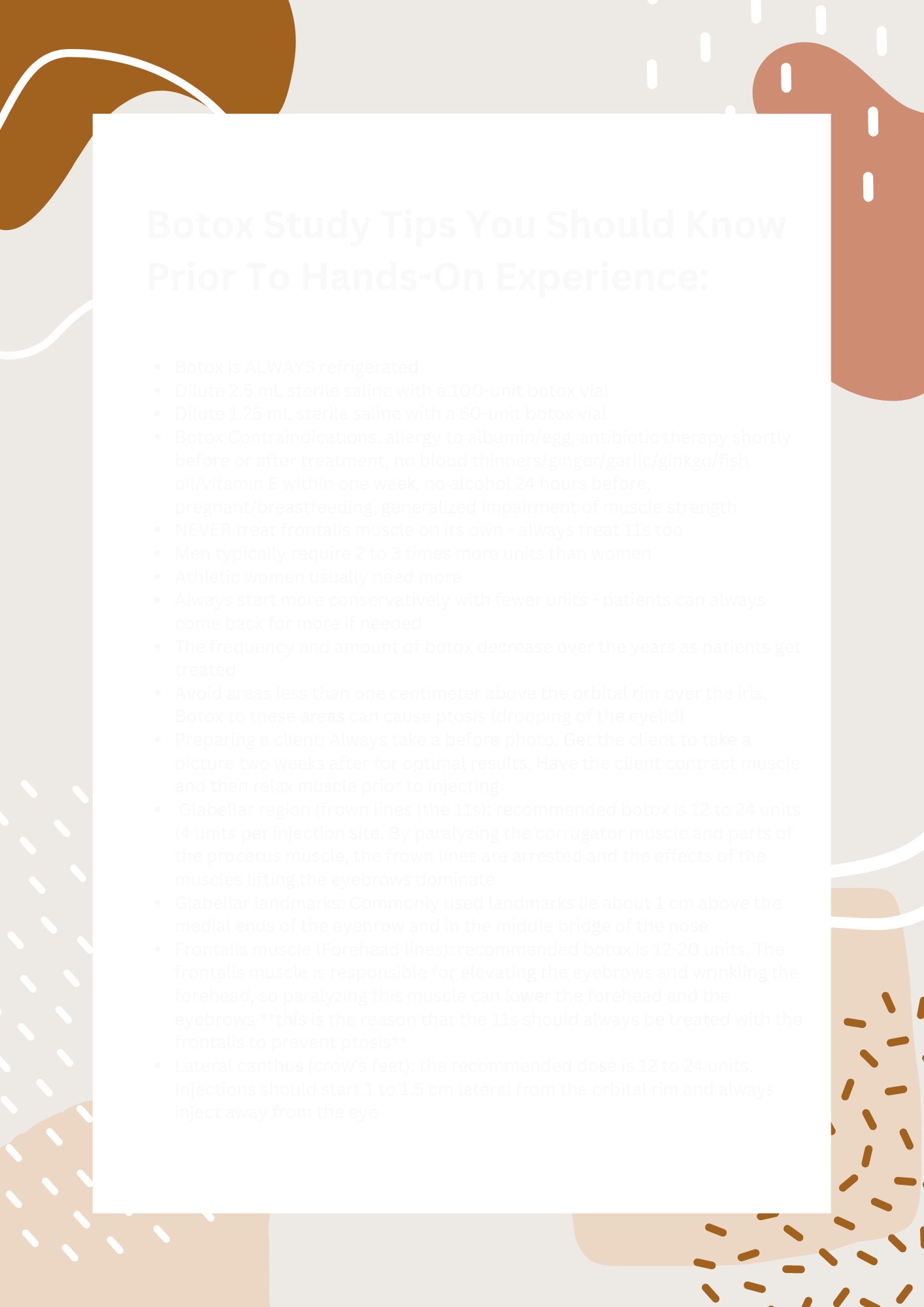 New Nurse Injector Cheat Sheet Prior to Getting Started - Etsy