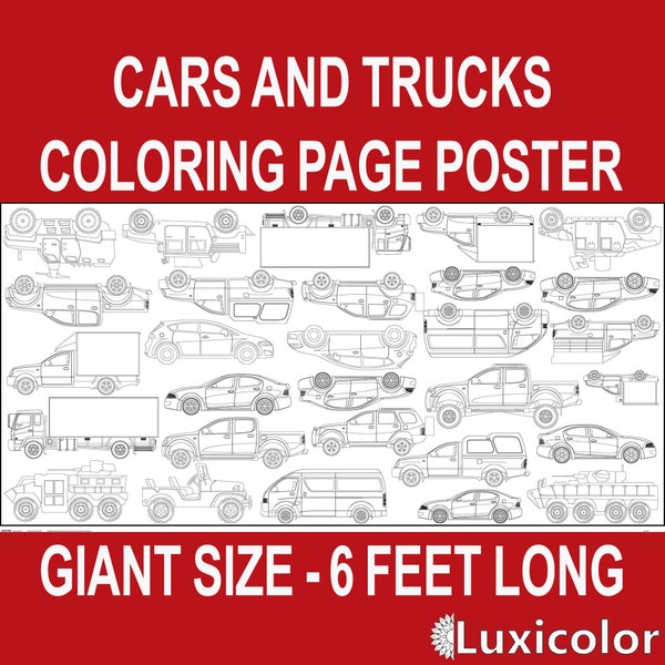 Cars Coloring Poster - Etsy