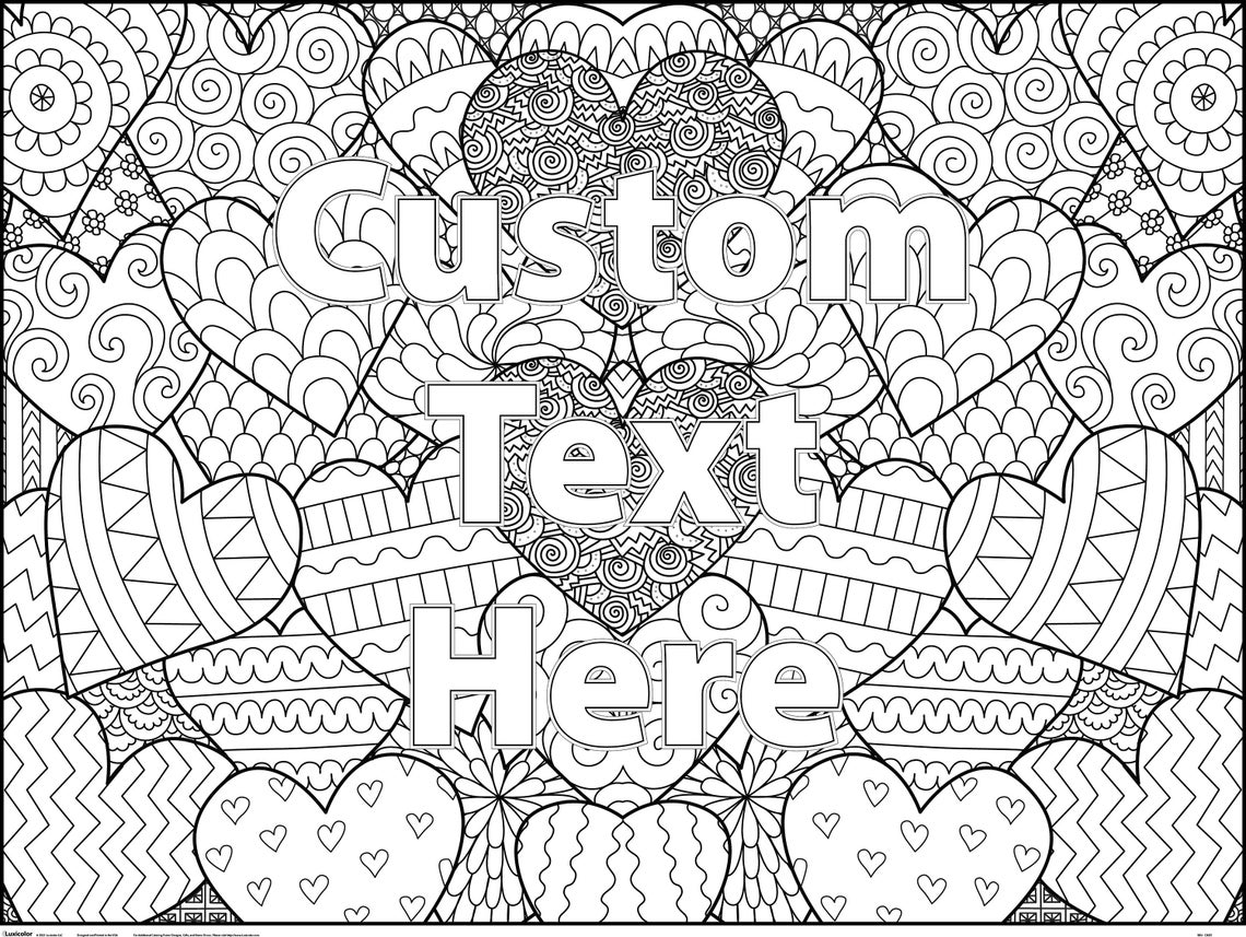 Giant Zendoodle Heart Coloring Poster | Custom Text, All Ages - Etsy