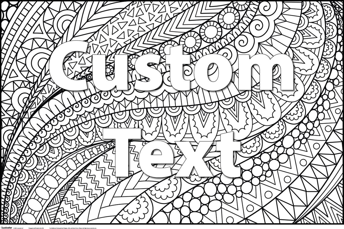 Custom Zendoodle Coloring Poster, Personalized Line Art (C1116) - Etsy