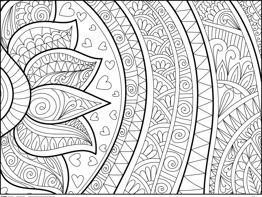 Giant Zendoodle Floral Mandala Coloring Poster | Beautiful Coloring ...