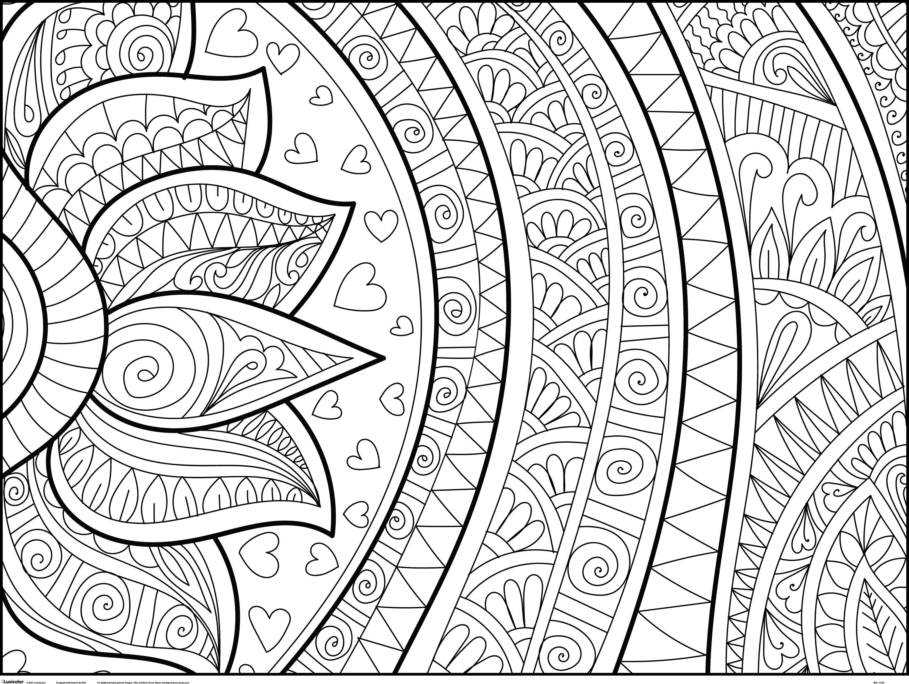 Giant Zendoodle Floral Mandala Coloring Poster | Beautiful Coloring ...