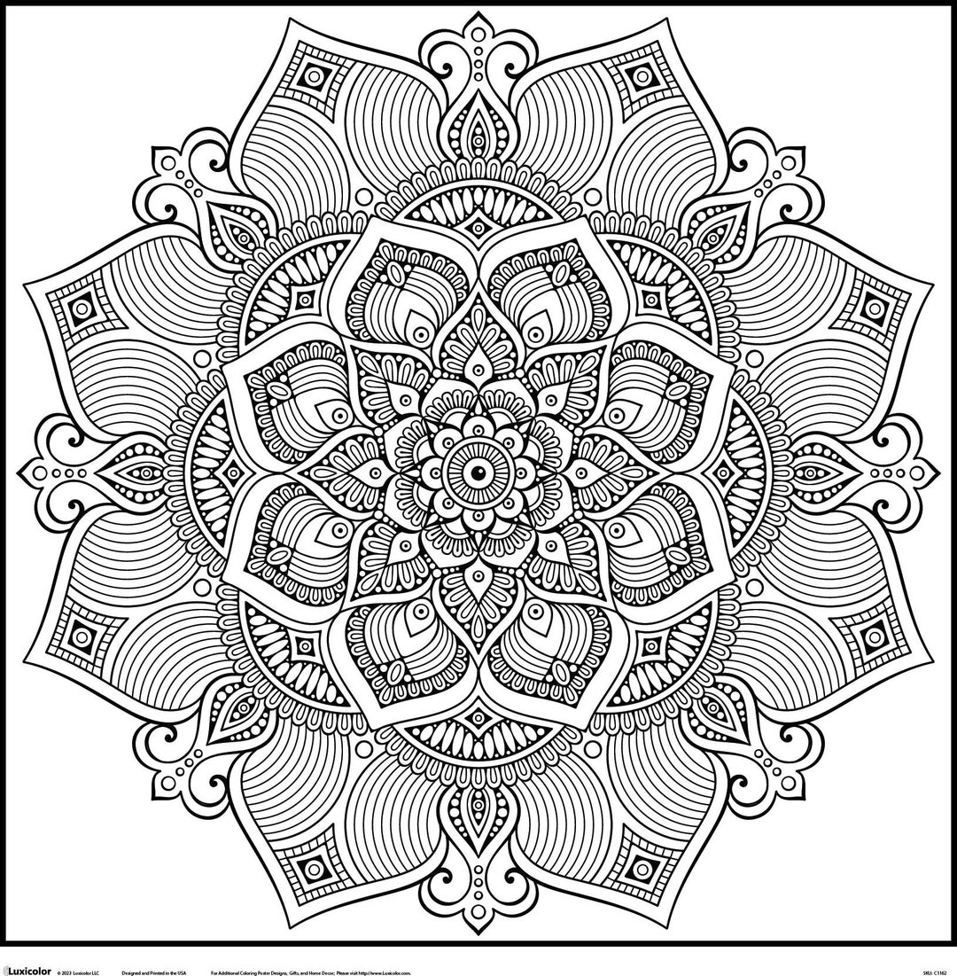 Giant Personalized Mandala Coloring Poster | Zendoodle Gift - Etsy