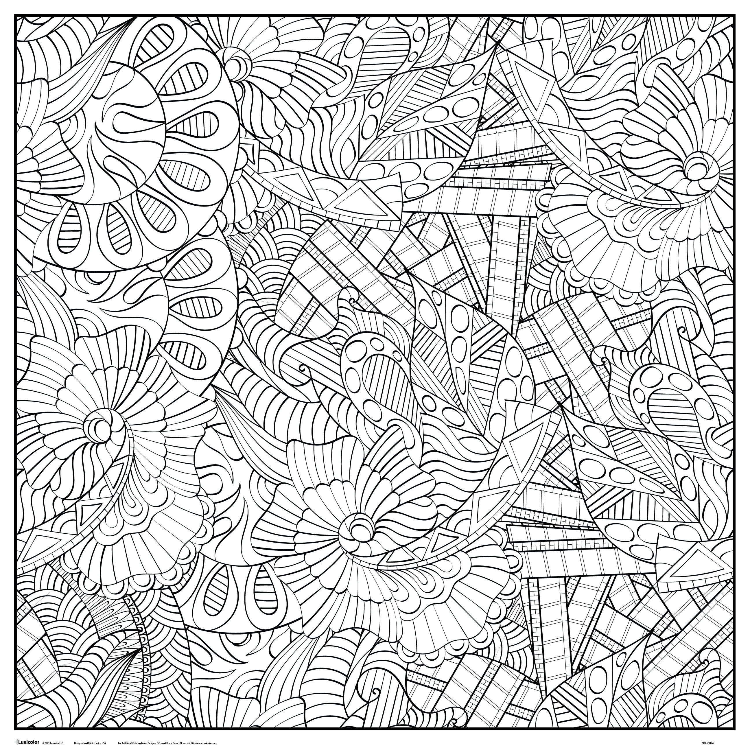 Personalized Giant Floral Mandala Coloring Poster | Zendoodle Gift - Etsy