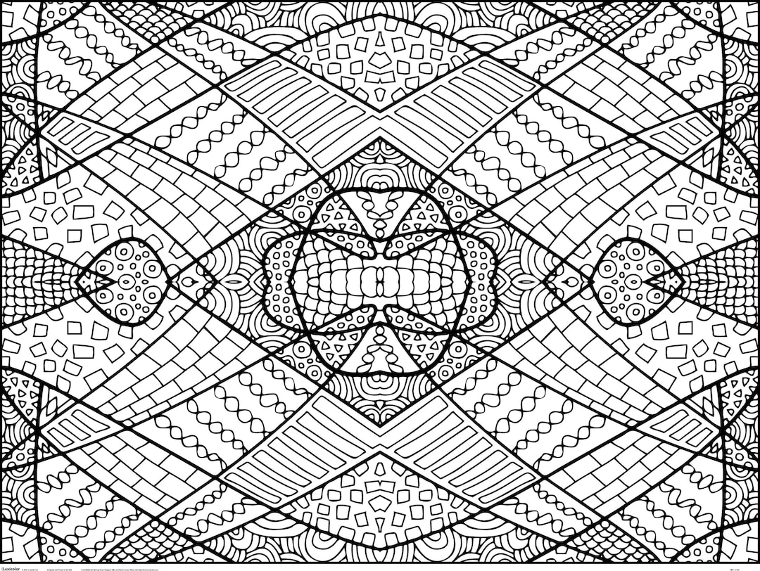 Giant Zendoodle Mandala Coloring Poster | Beautiful Coloring Gift for ...