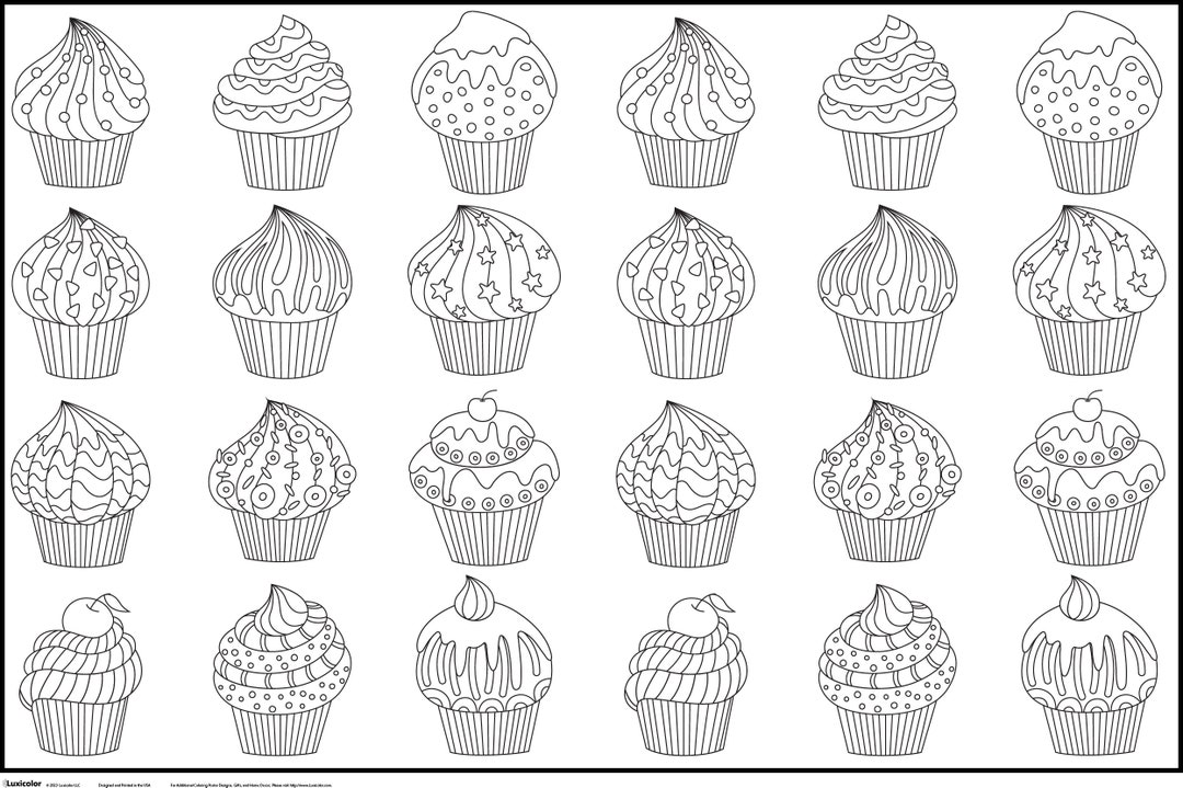 Giant Cupcakes Coloring Poster | 36"x48" | Beautiful Coloring Gift for ...