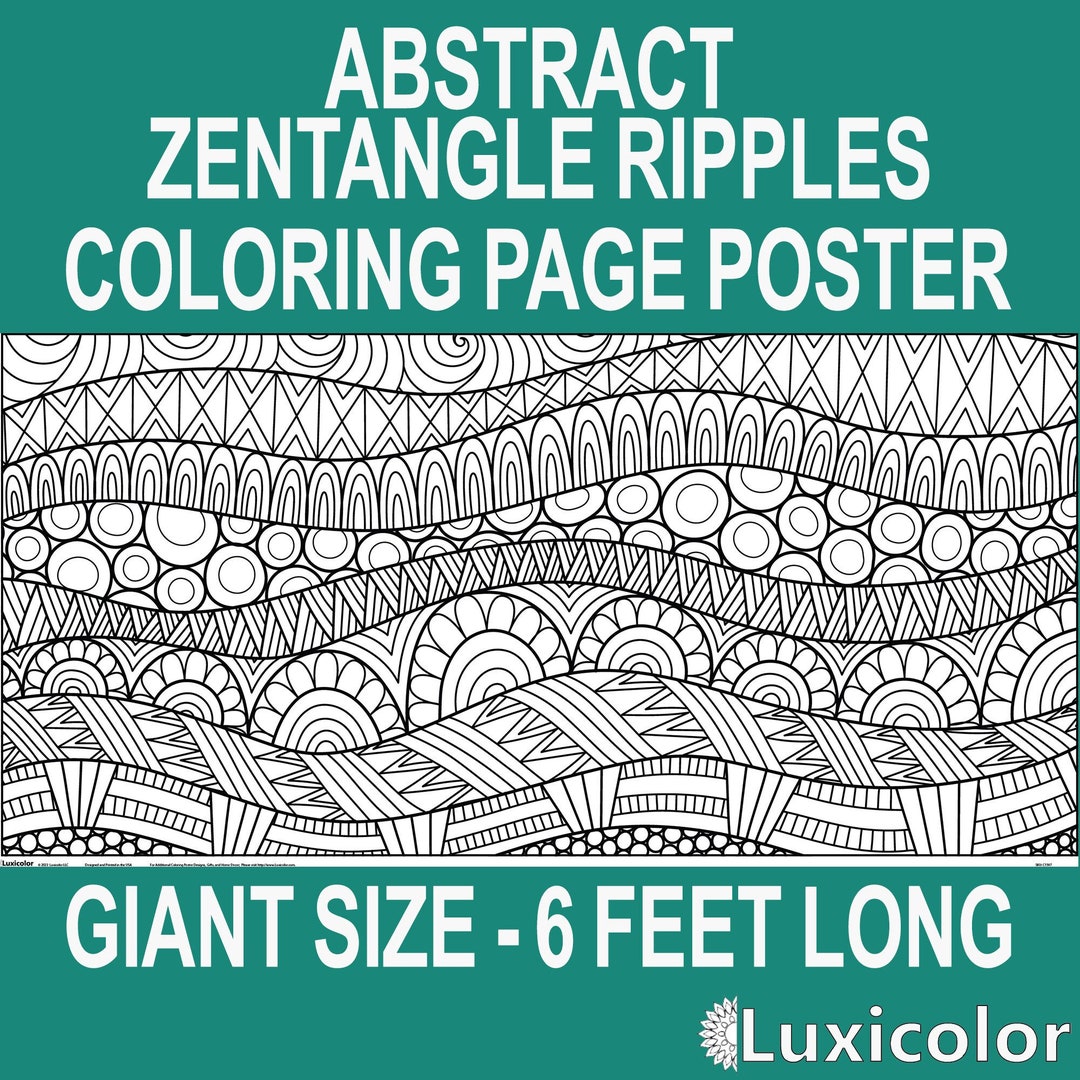 Giant Abstract Coloring Poster – Zentangle Ripples, 36x72 Banner - Etsy