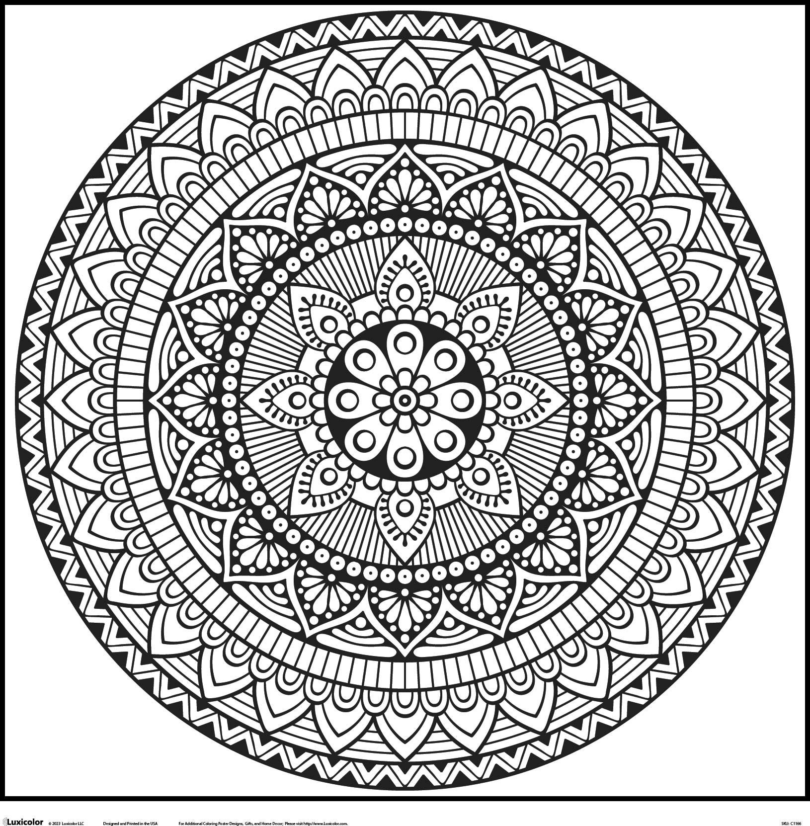 Giant Zendoodle Mindfulness Mandala Coloring Poster | Beautiful ...