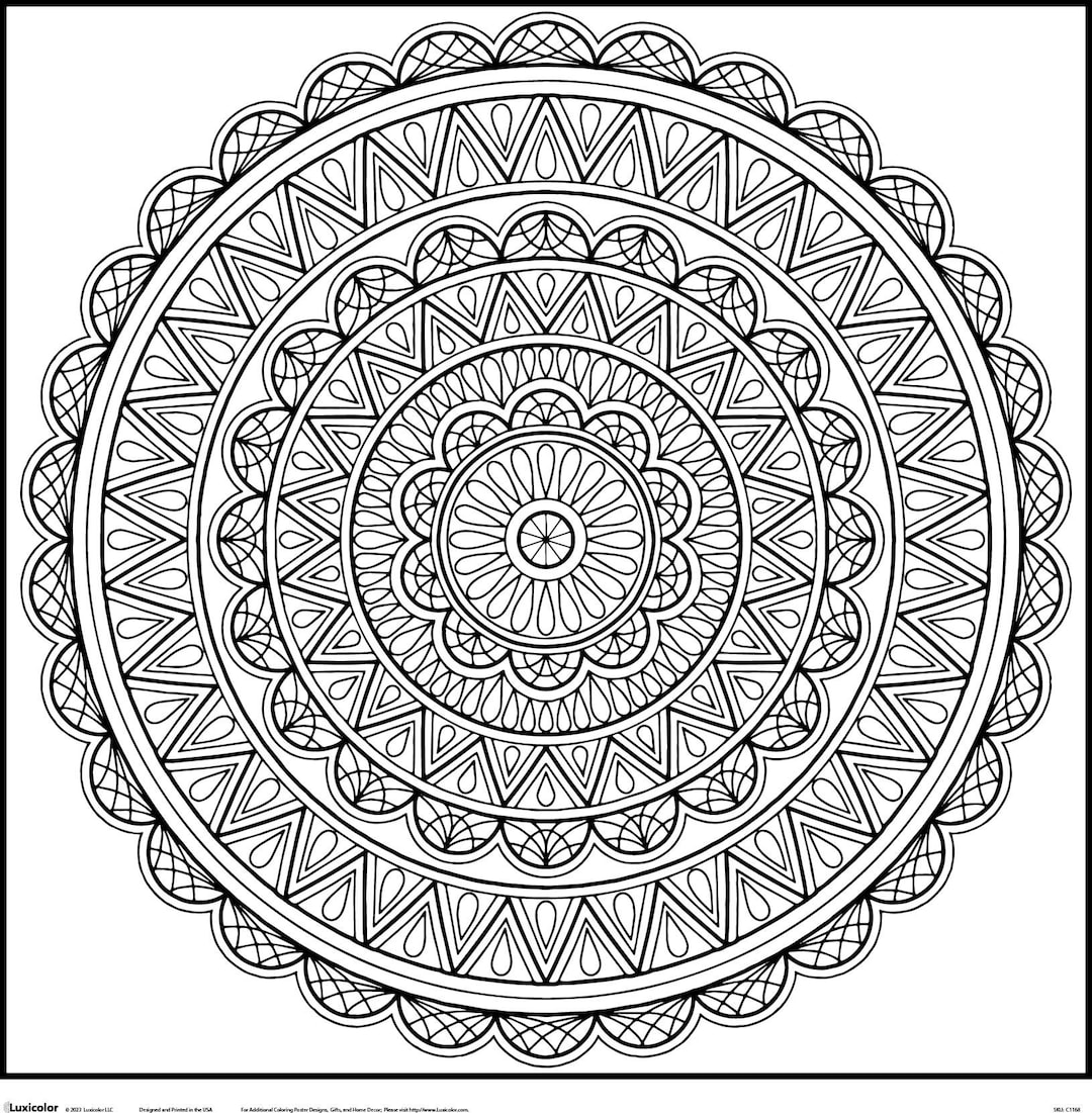 Giant Zendoodle Mindfulness Mandala Coloring Poster | Beautiful ...