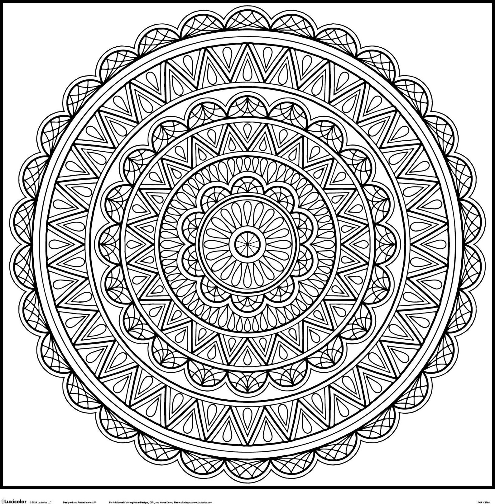 Personalized Giant Mandala Coloring Poster | Zendoodle Mindfulness Gift ...