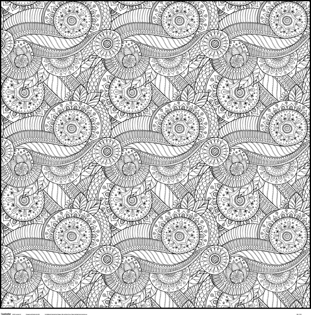 Giant Zendoodle Mandala Coloring Poster | Beautiful Coloring Gift for ...