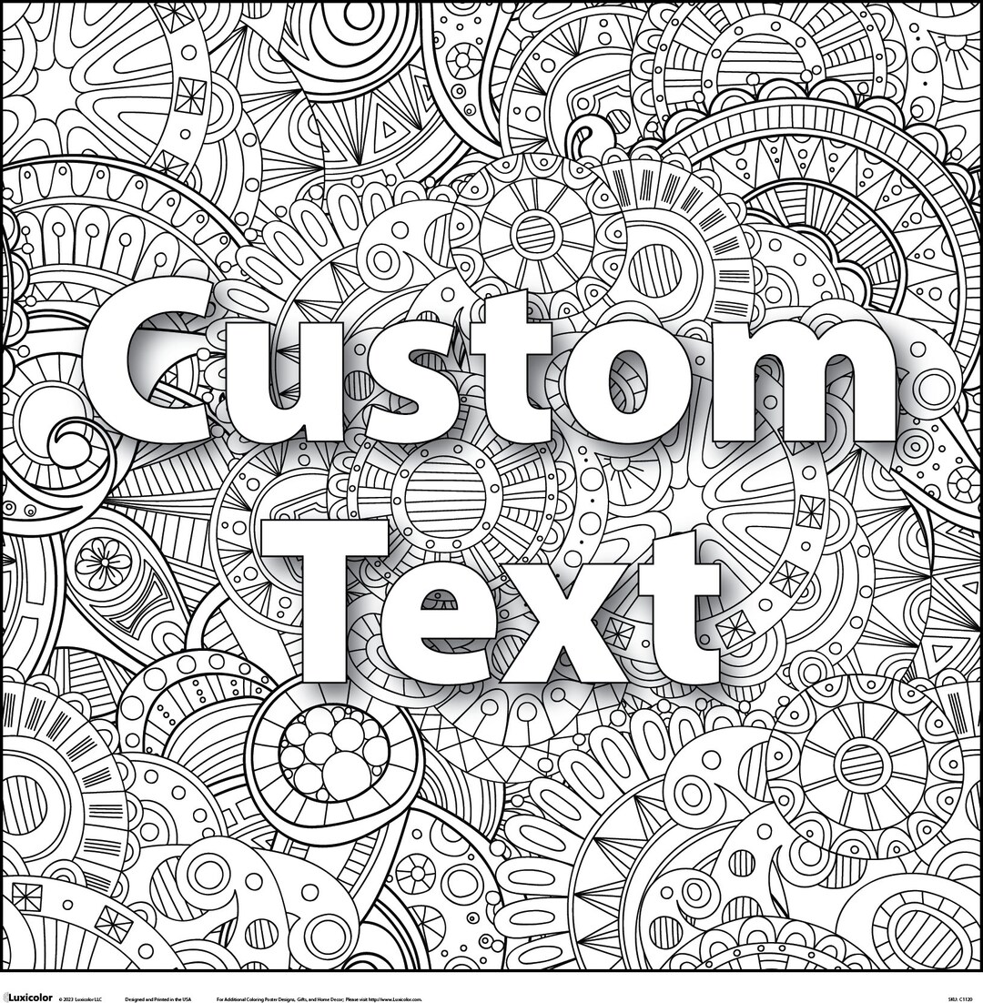 Giant Personalized Zendoodle Mandala Coloring Poster | Custom Text - Etsy