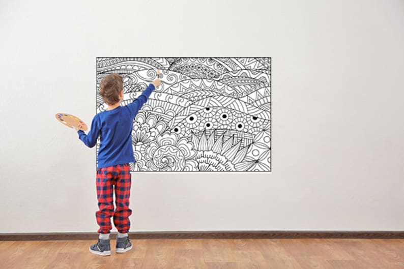 Giant Zendoodle Mandala Coloring Poster | Personalized Gift - Etsy