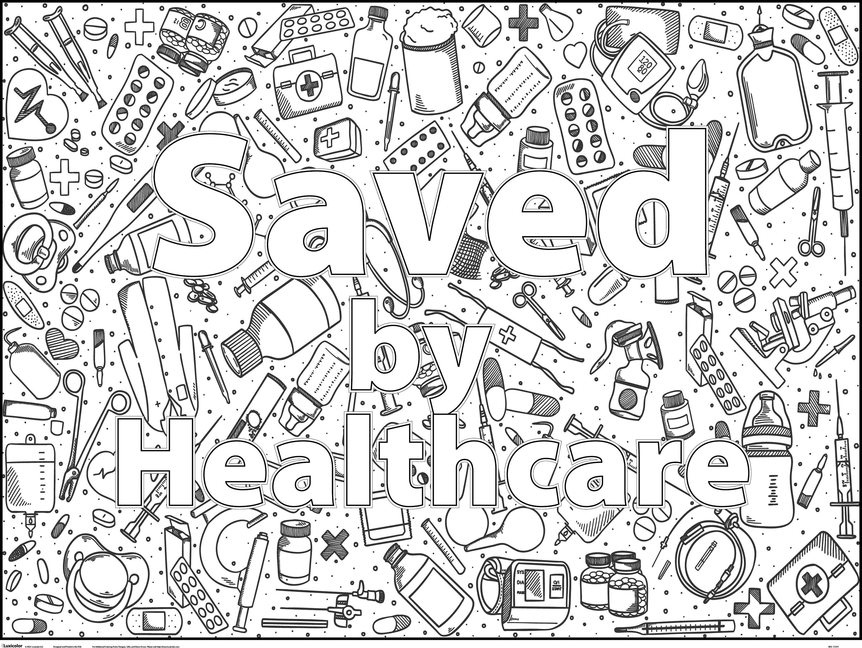Medical Hospital Coloring Poster | Custom Coloring | Large Coloring ...