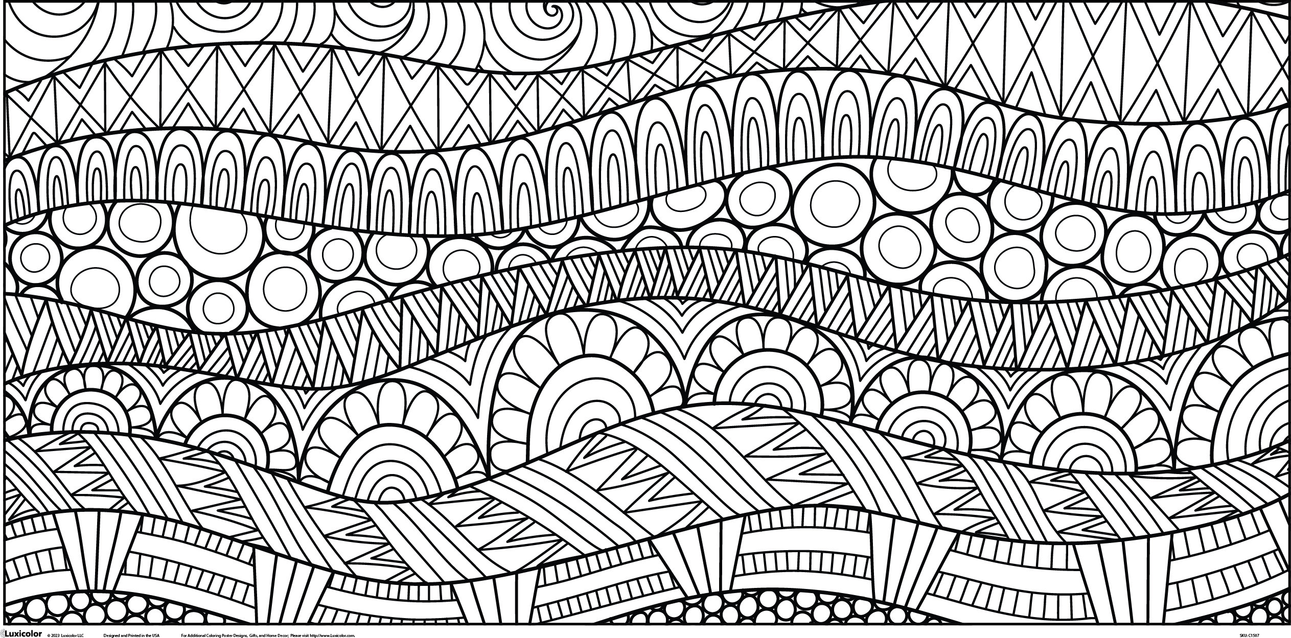 Giant Coloring Poster – Abstract Ripples | Large Banner | Rolled | Fun ...
