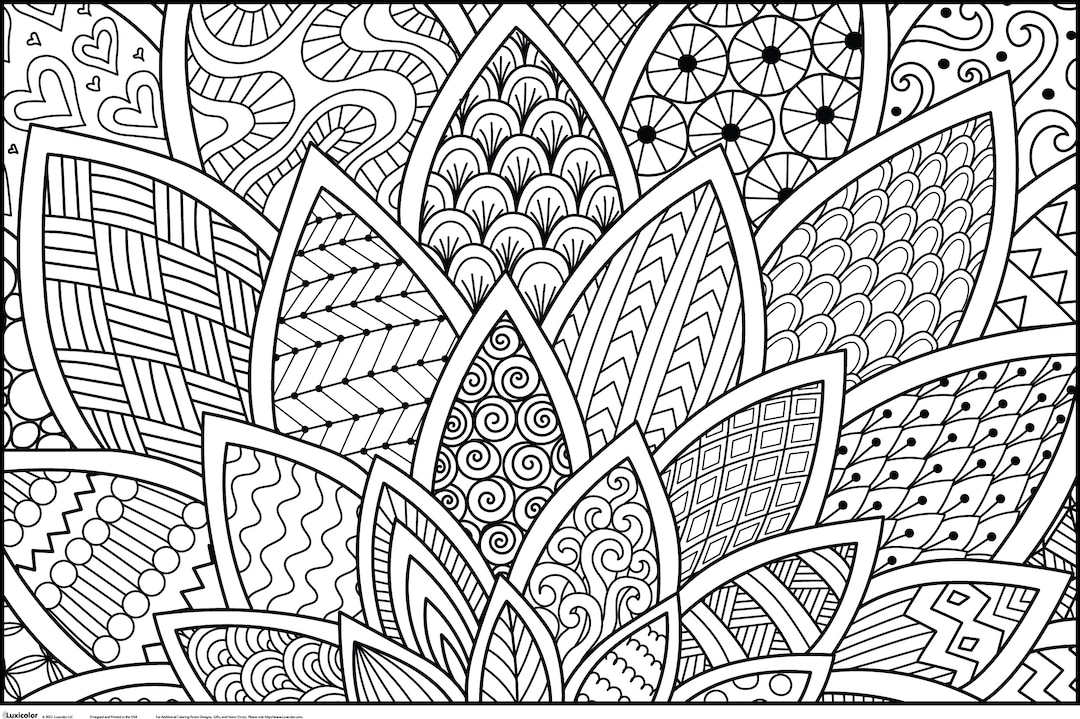 Giant Zendoodle Mandala Coloring Poster | 36"x48" | Beautiful Coloring ...