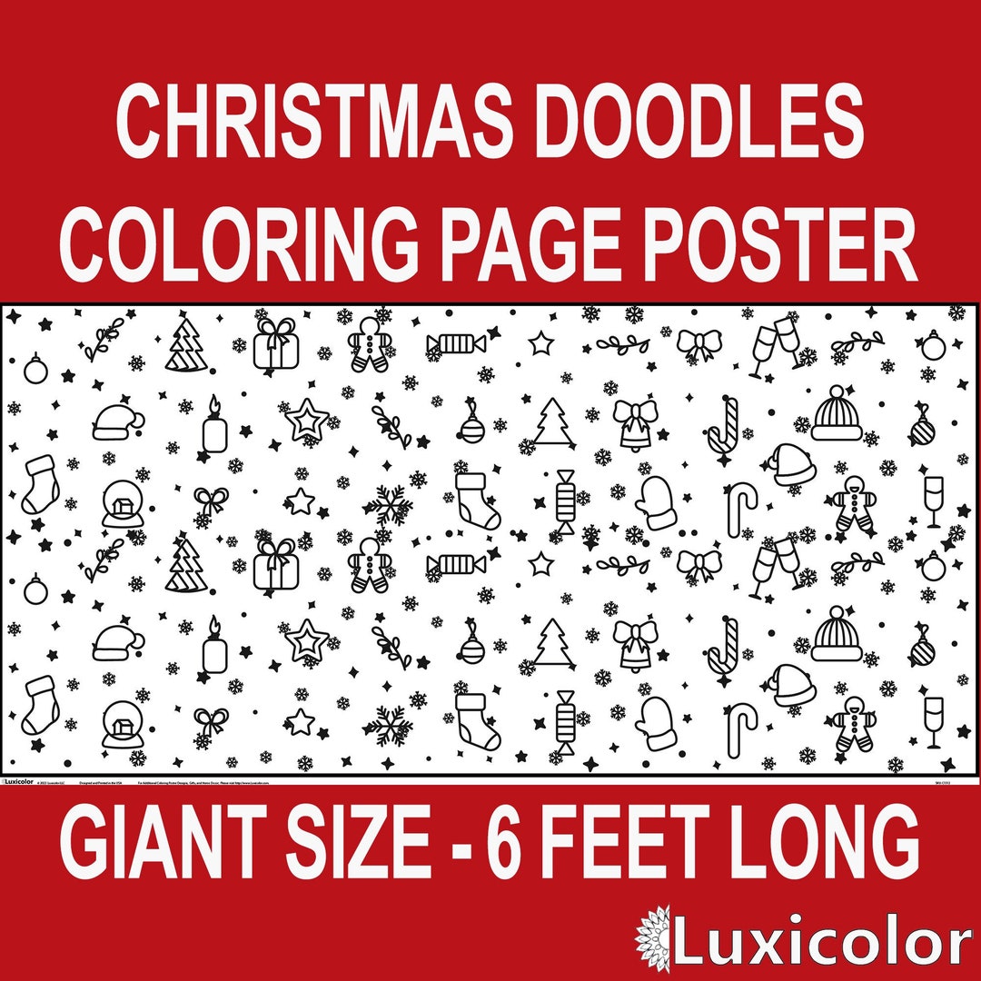 Giant Coloring Poster – Christmas Doodles | Large Banner | Rolled | Fun ...