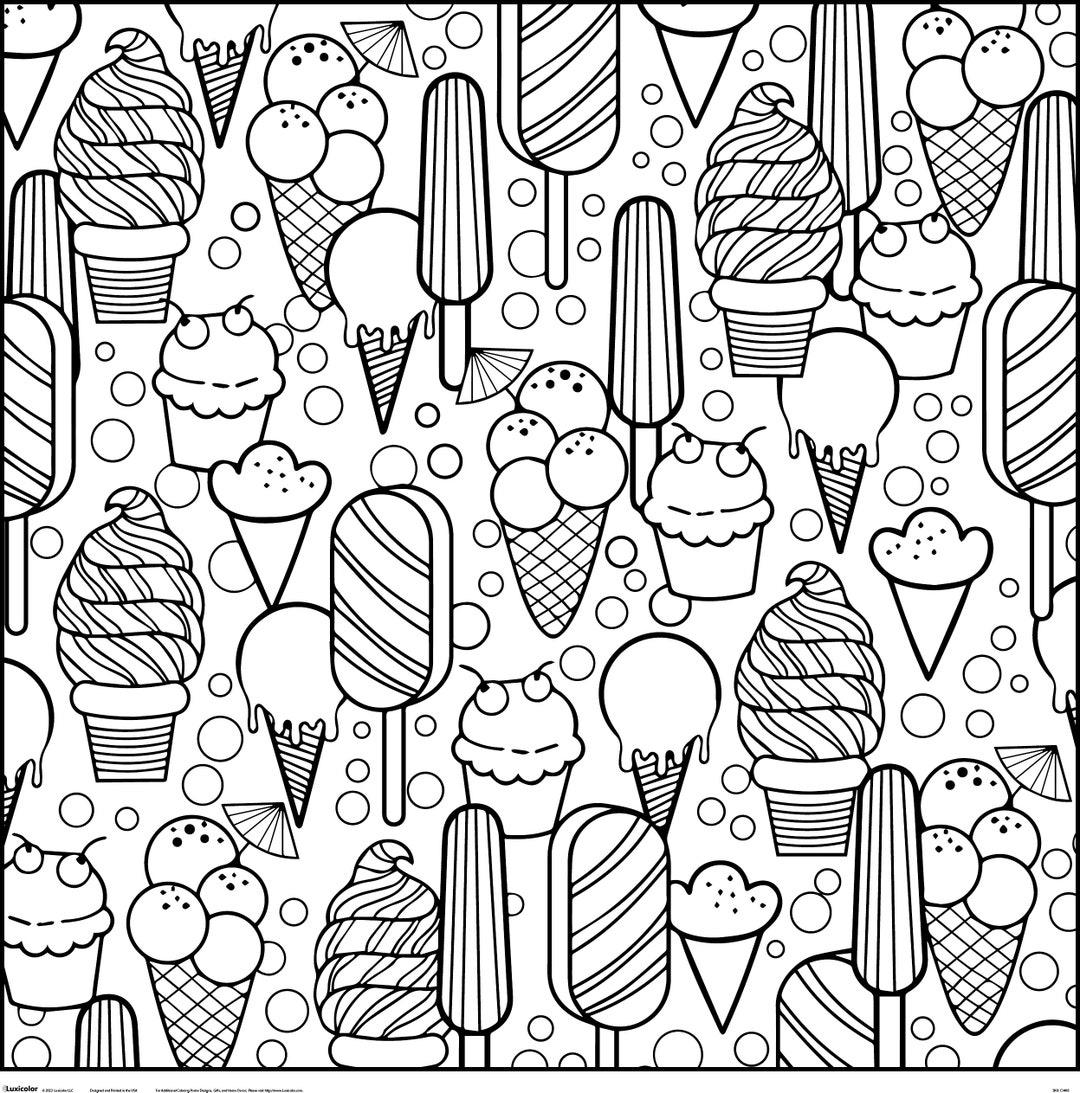 Giant Coloring Poster | 36"x36" | Ice Cream - Etsy