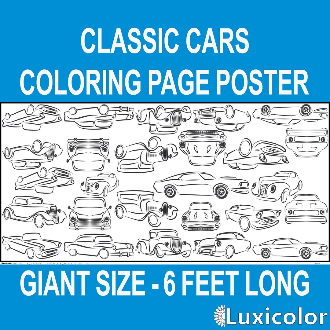 Classic Cars Giant Coloring Poster – 3x6 Ft Banner, All Ages - Etsy