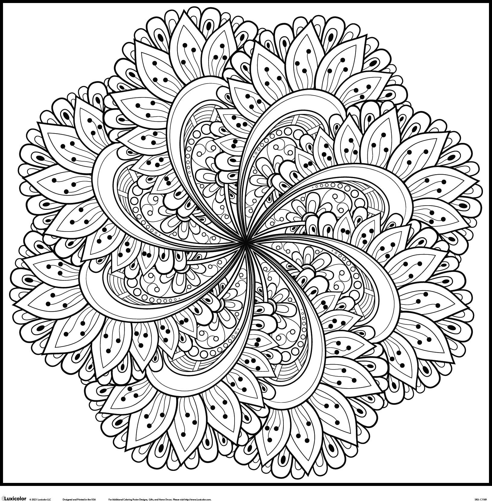 Giant Zendoodle Mindfulness Mandala Coloring Poster | Beautiful ...