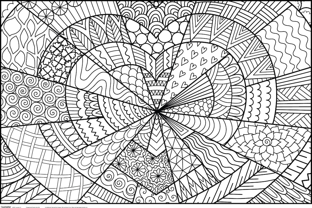Giant Zendoodle Heart Coloring Poster 36x48 - Etsy