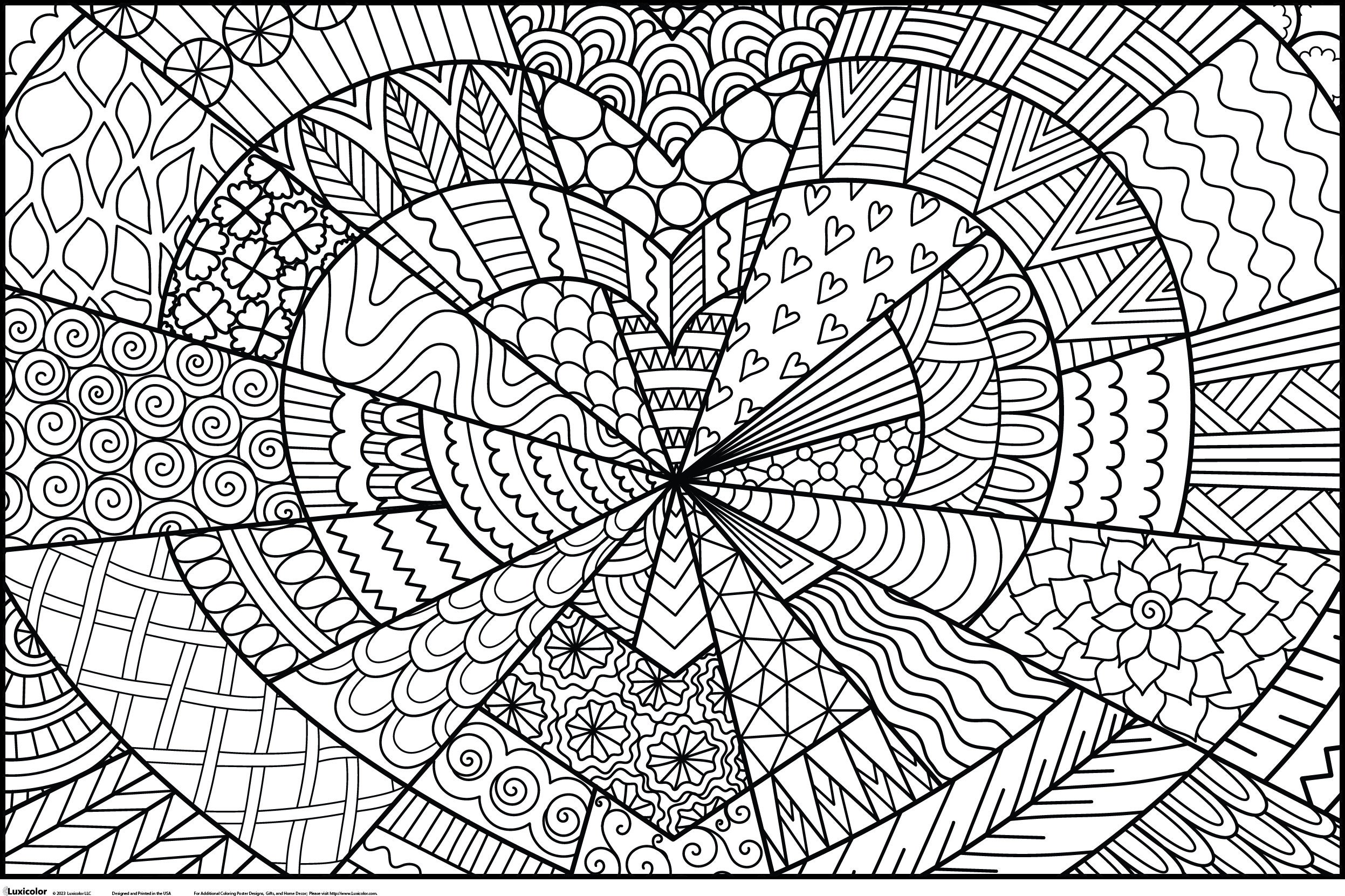 Giant Zen Tangle Heart Coloring Poster | 36"x48" | Beautiful Coloring ...