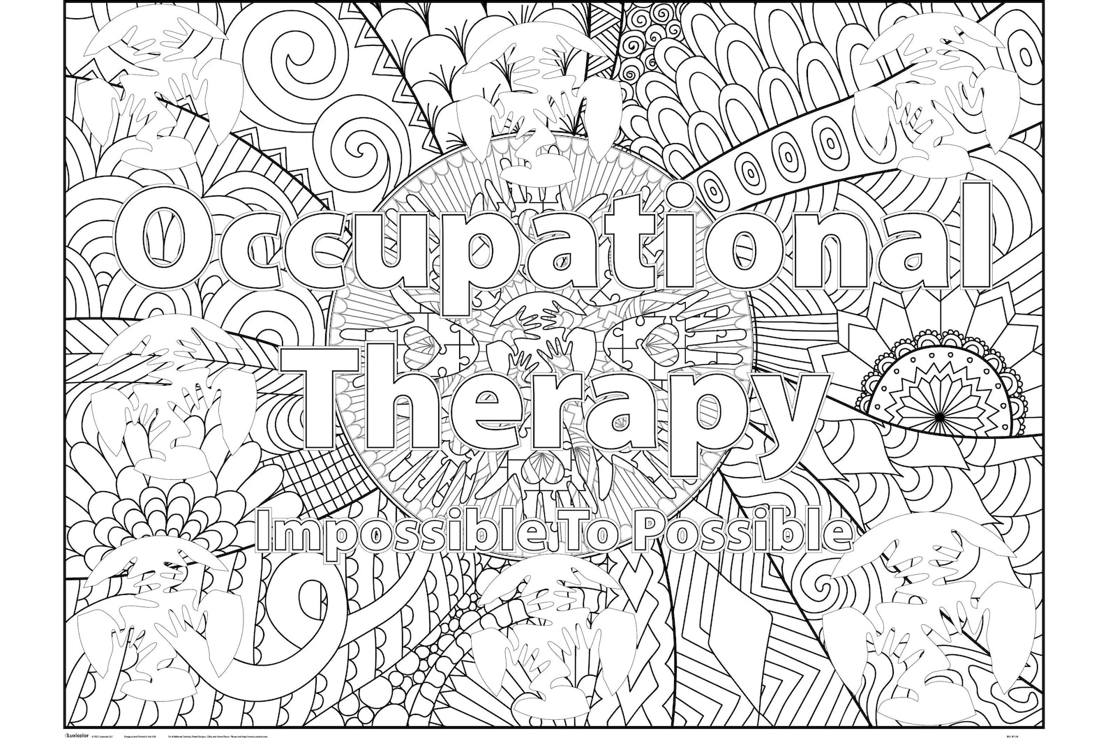 Giant Zen Doodle Mandala Coloring Poster | Beautiful Coloring Gift for ...